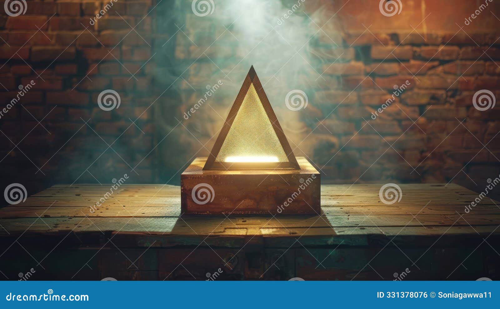 Mystical Pyramid with Glowing Light in Dimly Lit Room Stock ...