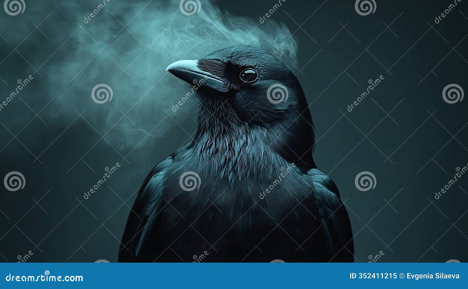 Mystical Raven with Smoke Effect in Dramatic Dark Setting Stock ...