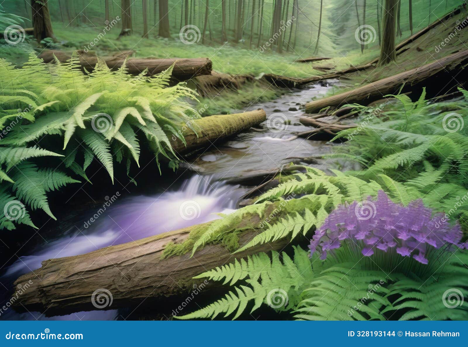 A Mystical, Richly Detailed Spring Landscape Stock Illustration ...