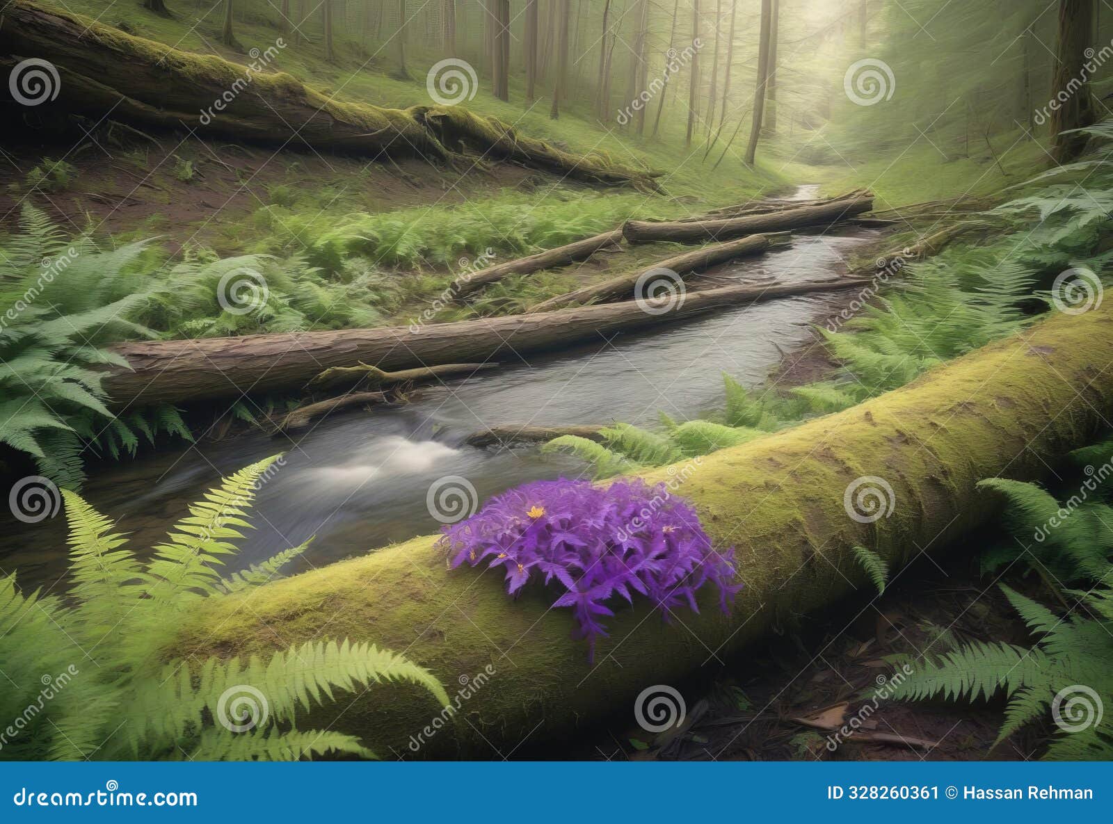 A Mystical, Richly Detailed Spring Landscape Stock Illustration ...