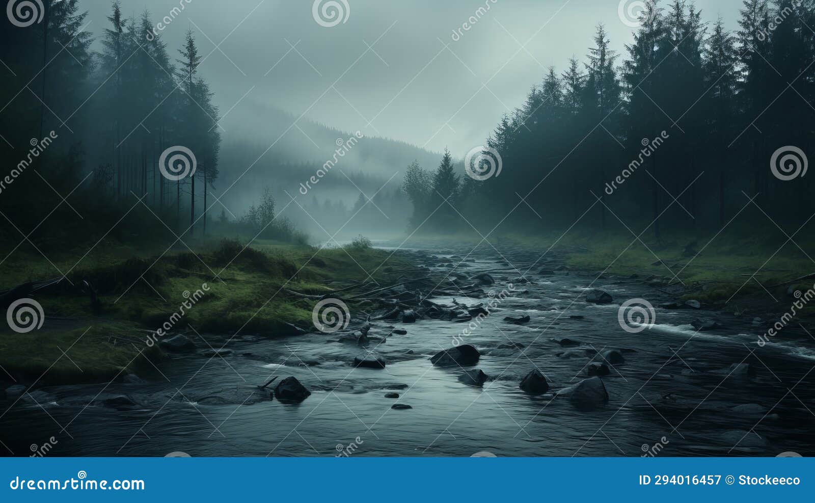 Mystical River in the Fog: Atmospheric Wilderness Photography Stock ...