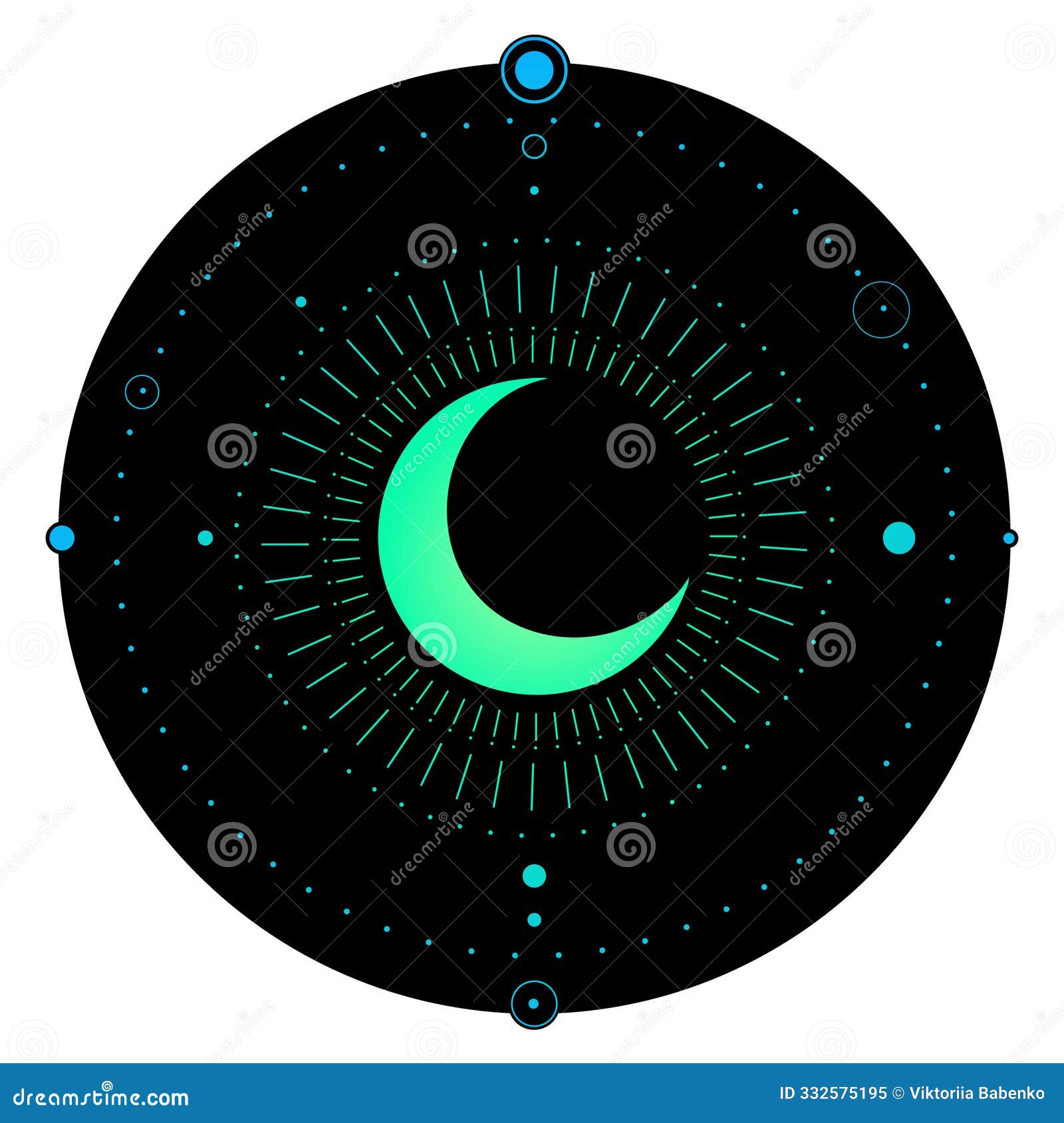 Mystical Round Frame with Moon Stock Illustration - Illustration of ...