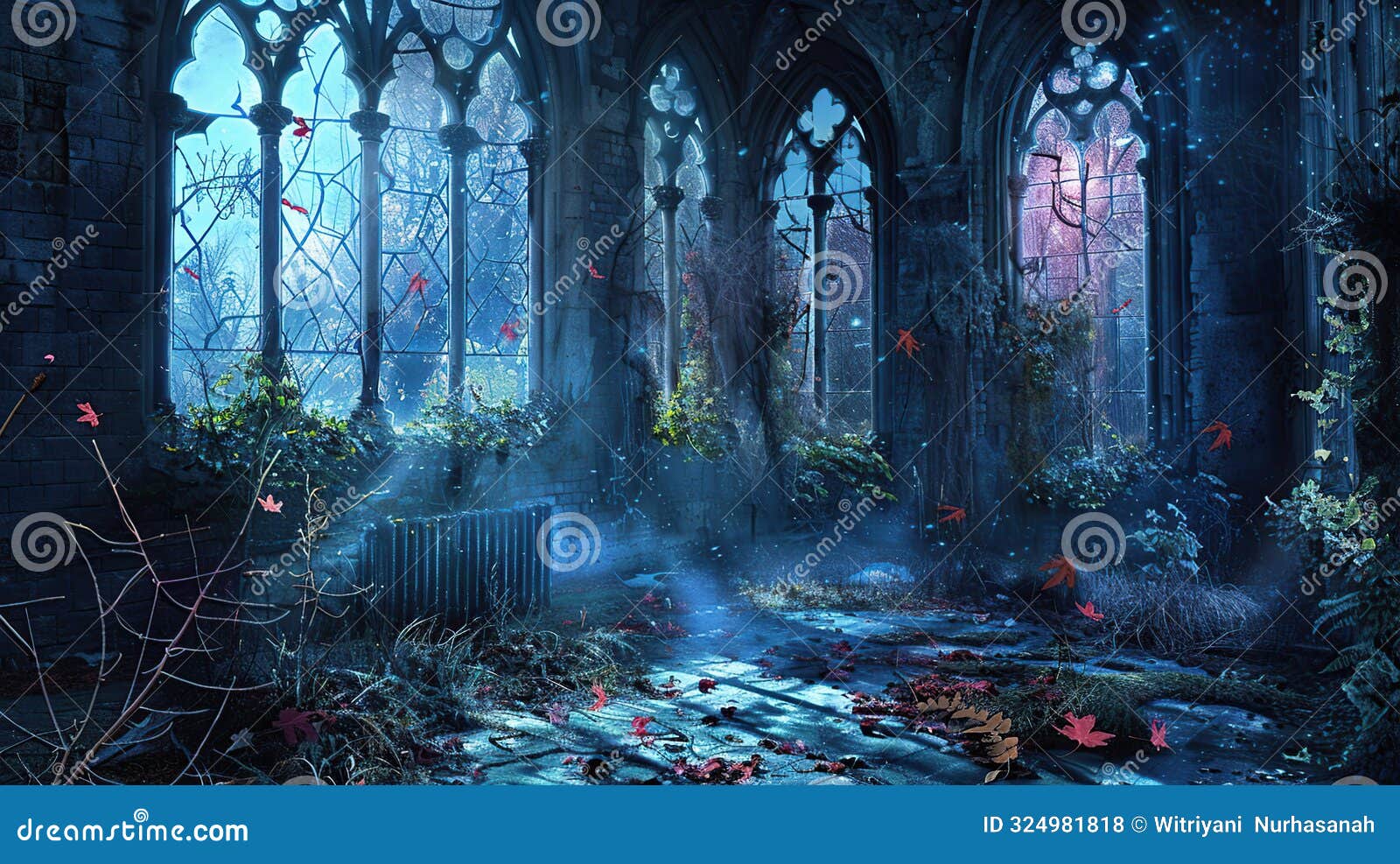 Mystical Ruins: a Glimpse into an Eerie Gothic Past Stock Illustration ...