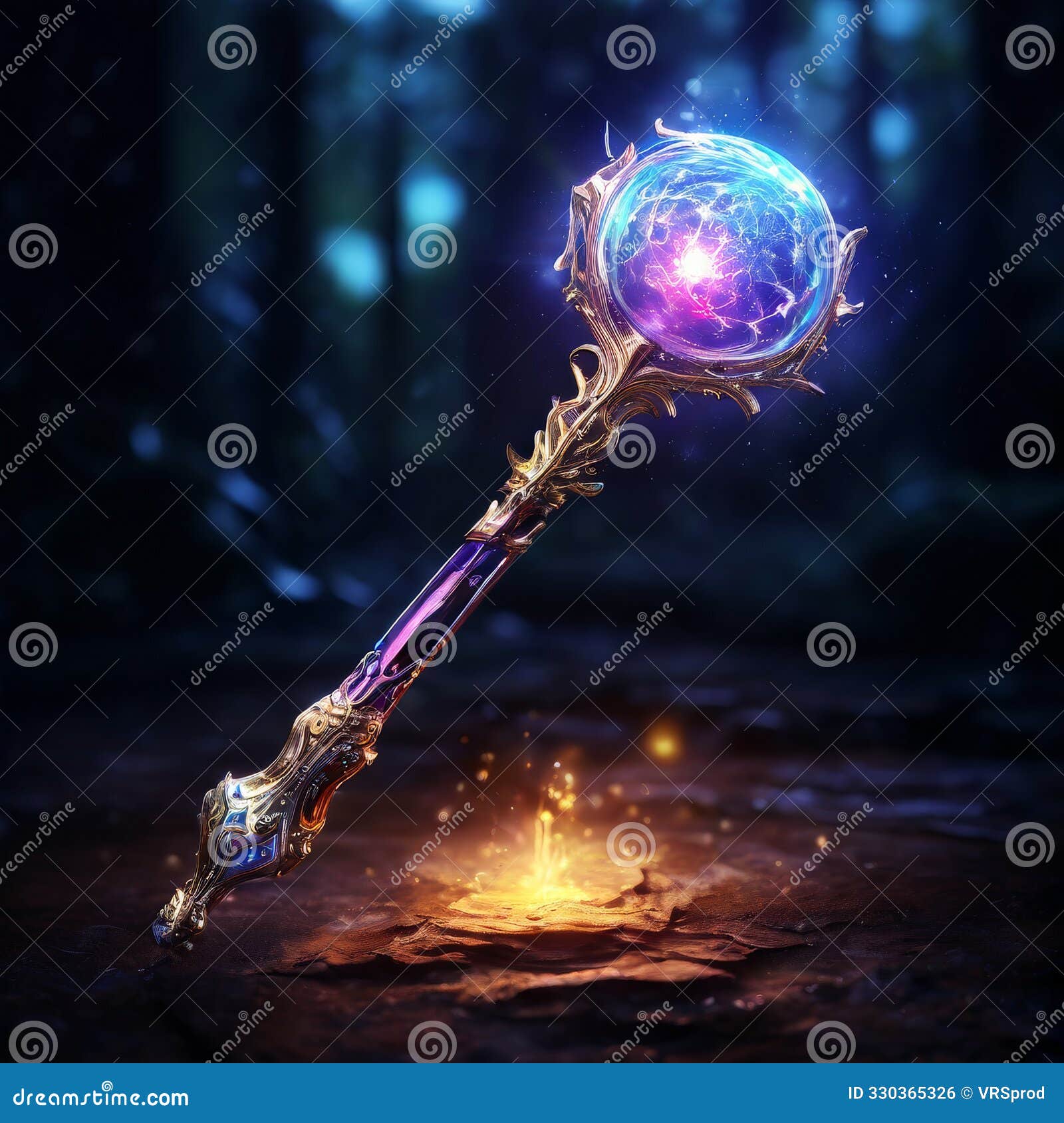 Mystical Scepter with Glowing Orb in Forest Setting Stock Photo - Image ...