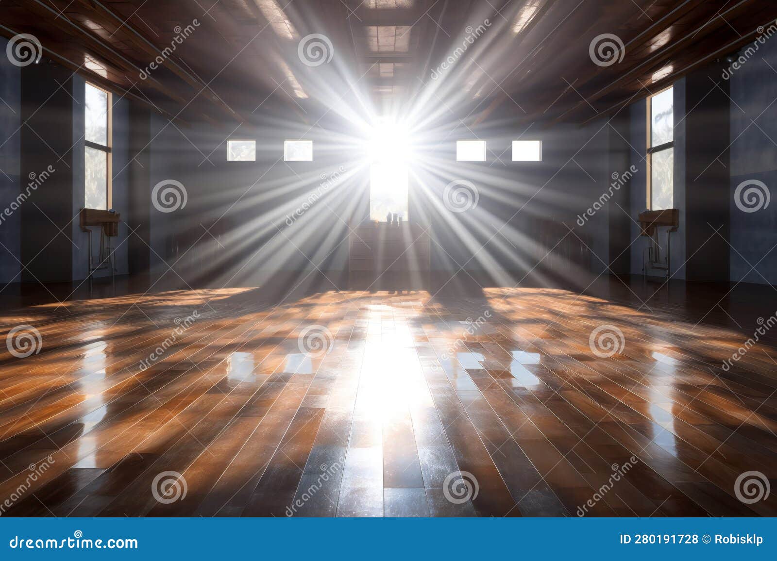Mystical Showcase Room or Studio with Volumetric Light Rays Stock ...