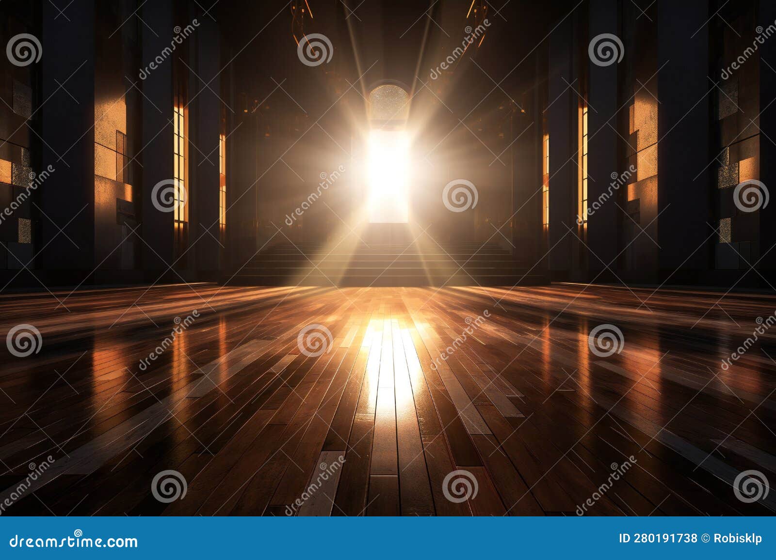 Mystical Showcase Room or Studio with Volumetric Light Rays Stock ...