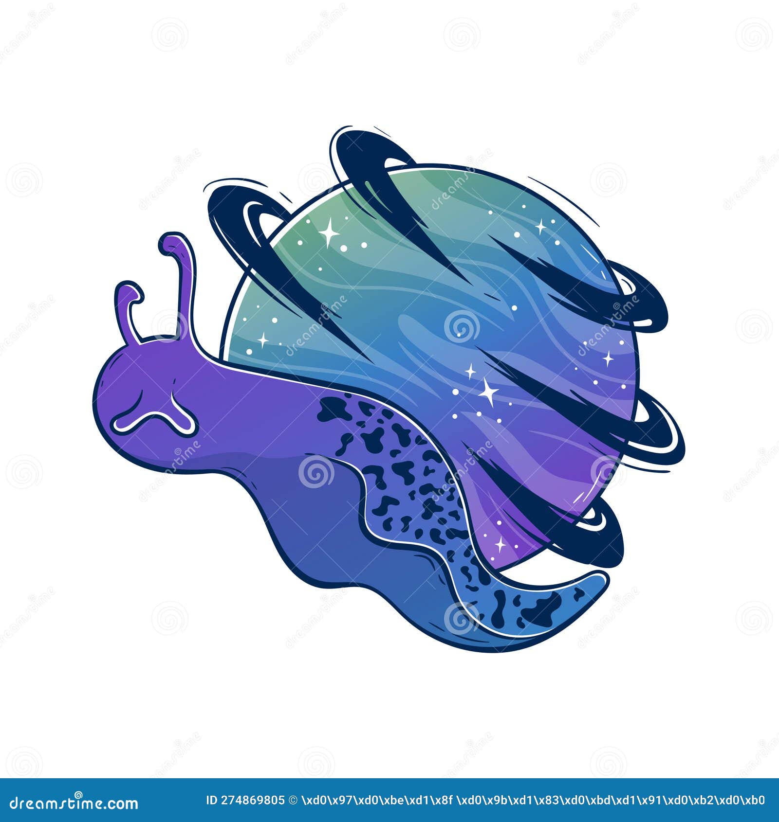 Mystical Snail Slug with a Space Planet instead of a Shell-house Stock ...