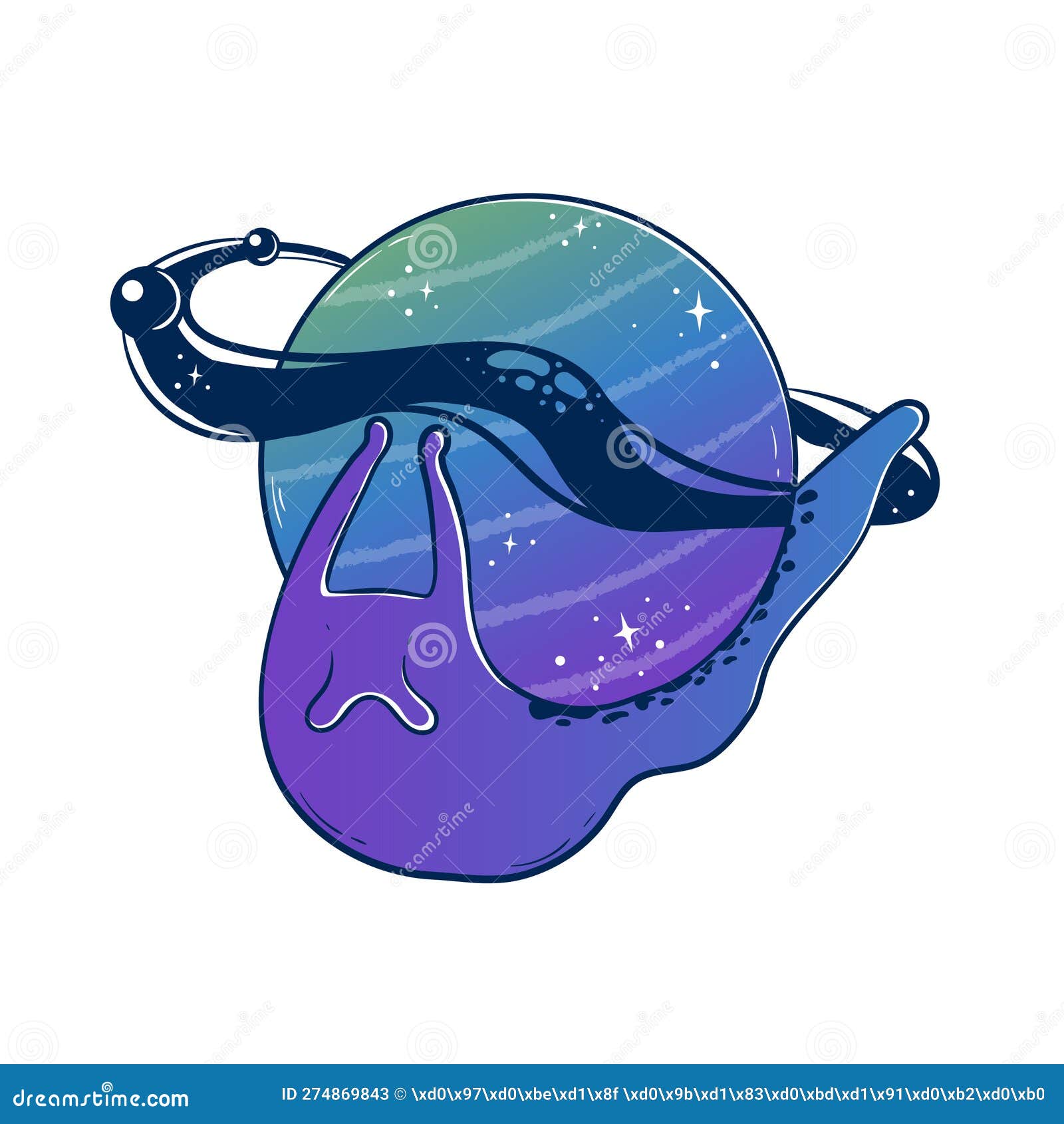 Mystical Snail Slug with a Space Planet instead of a Shell-house Stock ...