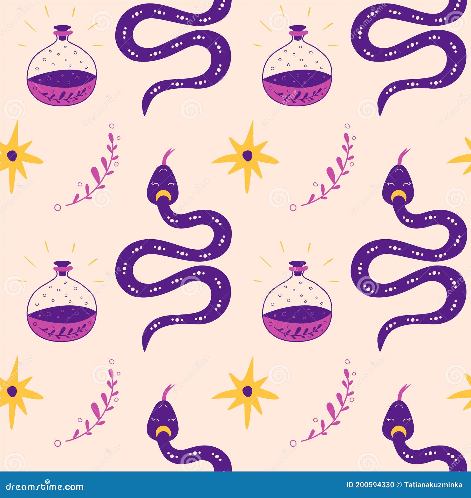 Mystical Snake, Star. Occult Pattern Magical Occult Elements Snake ...