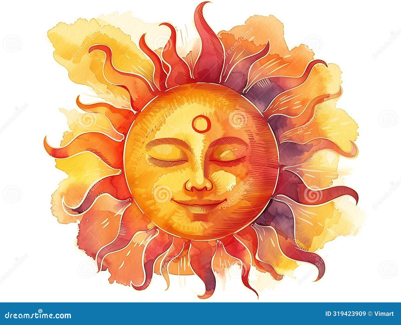 Mystical Symbolism: a Golden Sun with a Face for Tattoo Designs and ...