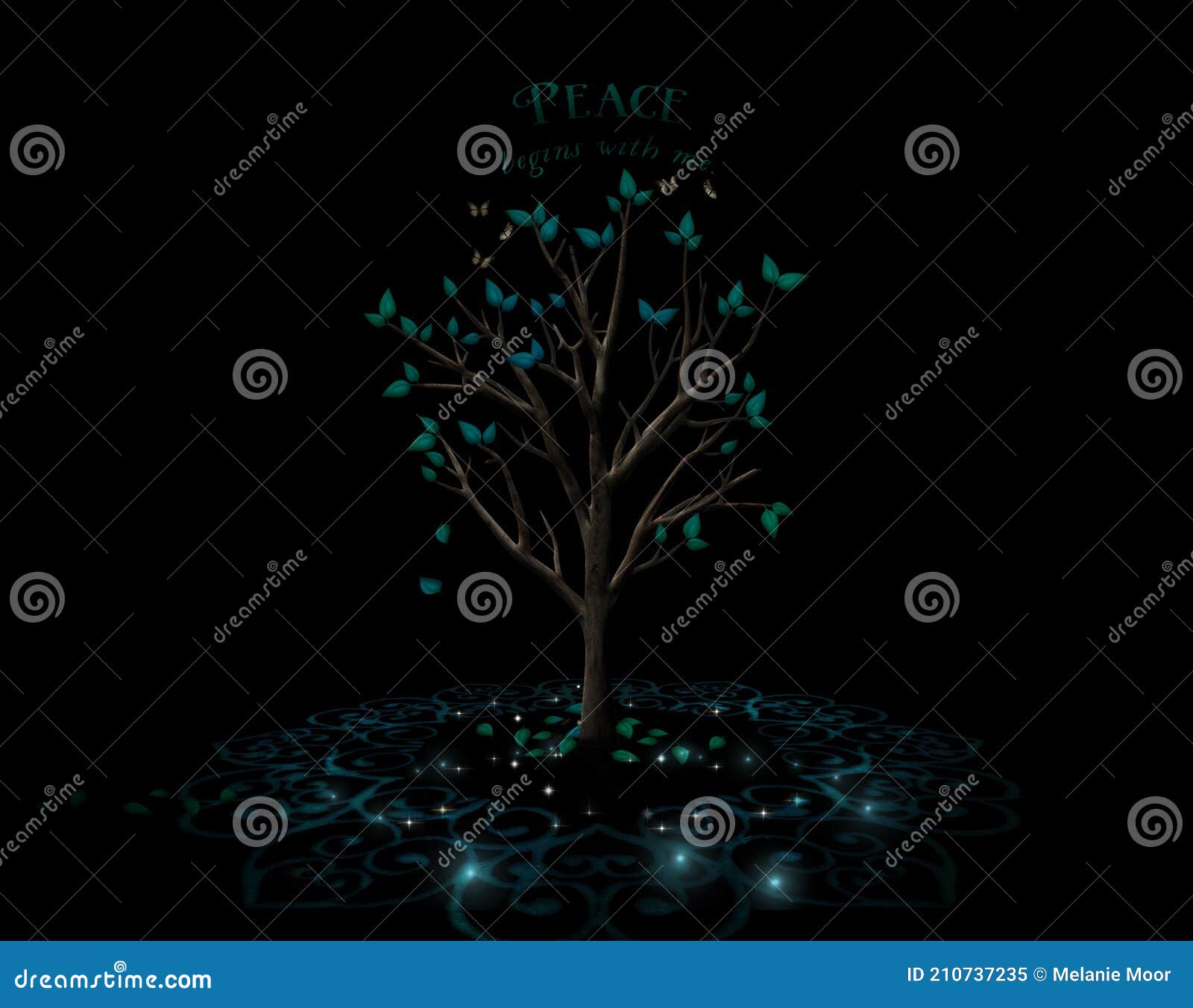 Mystical Tree, Cave, Waterfall And Pirate Symbols Cartoon Vector ...