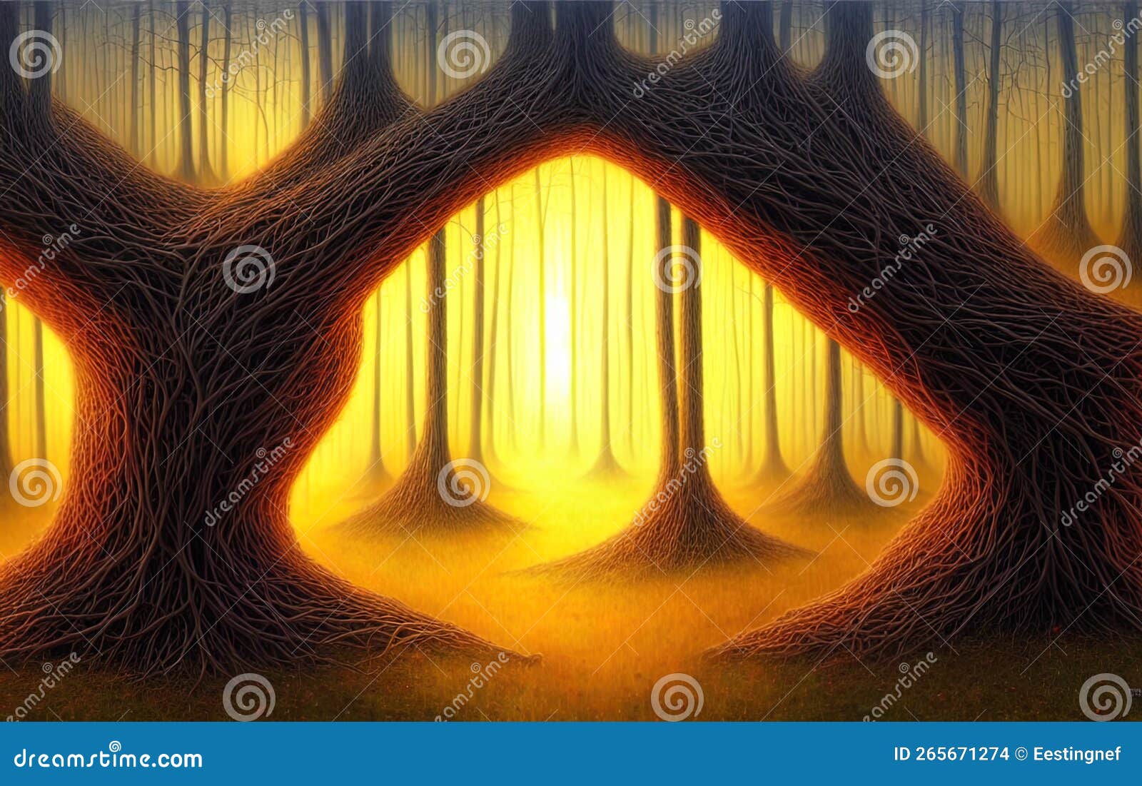 Mystical Tree, Enchanted Forest,digital Illustration Stock Illustration ...