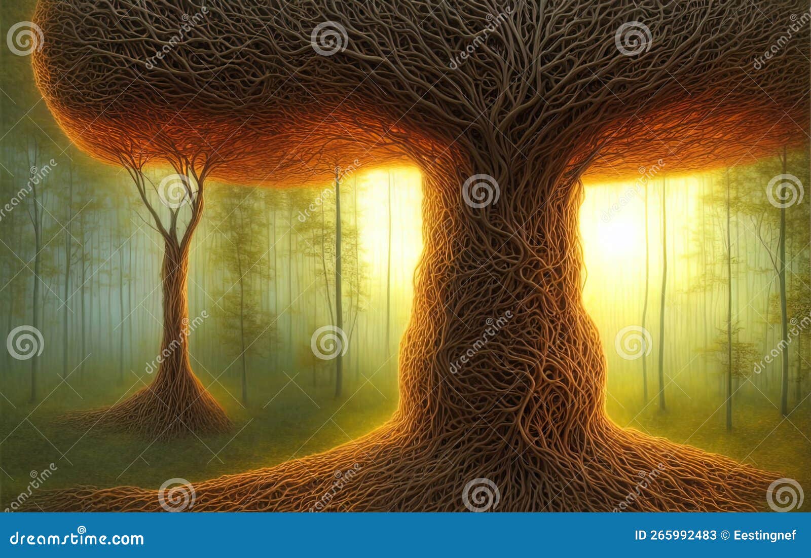 Mystical Tree, Enchanted Forest,digital Illustration Stock Illustration ...