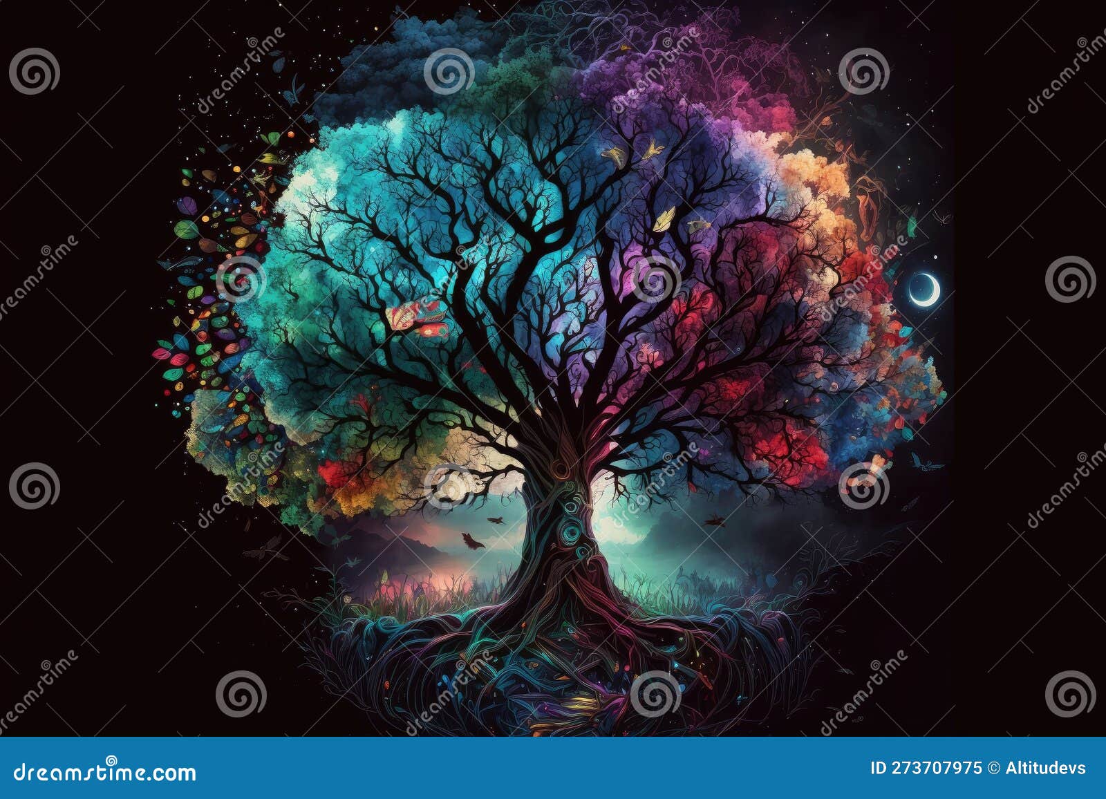 Mystical Tree Surrounded by Colorful and Mystical Forest Stock ... Mystical Tree Surrounded by Colorful and Mystical Forest Stock ...