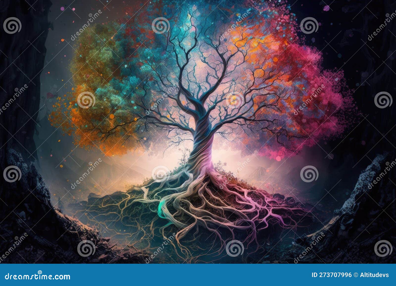 Mystical Tree Surrounded by Colorful and Mystical Forest Stock ... Mystical Tree Surrounded by Colorful and Mystical Forest Stock ...