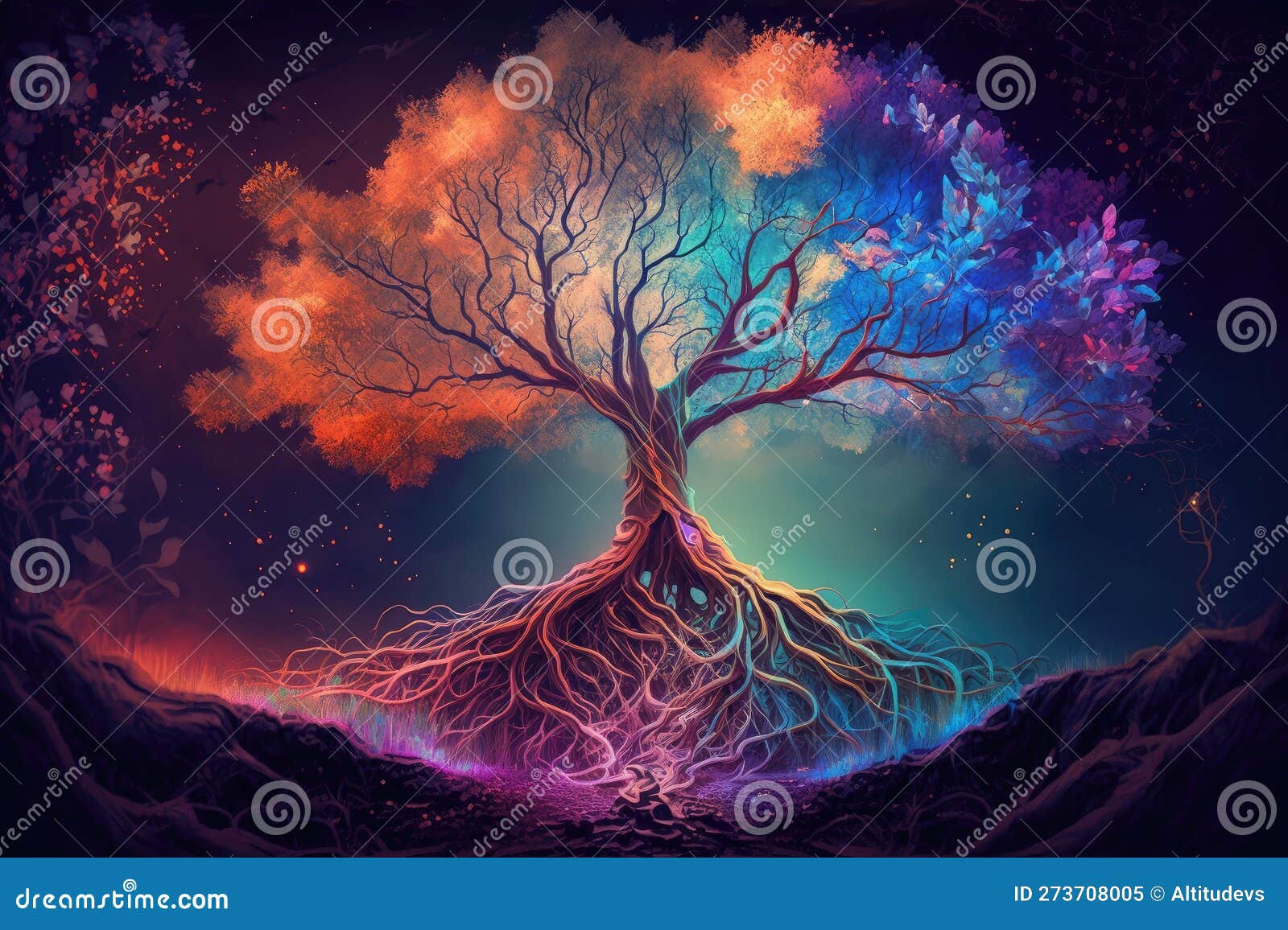 Mystical Tree Surrounded by Colorful and Mystical Forest Stock ... Mystical Tree Surrounded by Colorful and Mystical Forest Stock ...