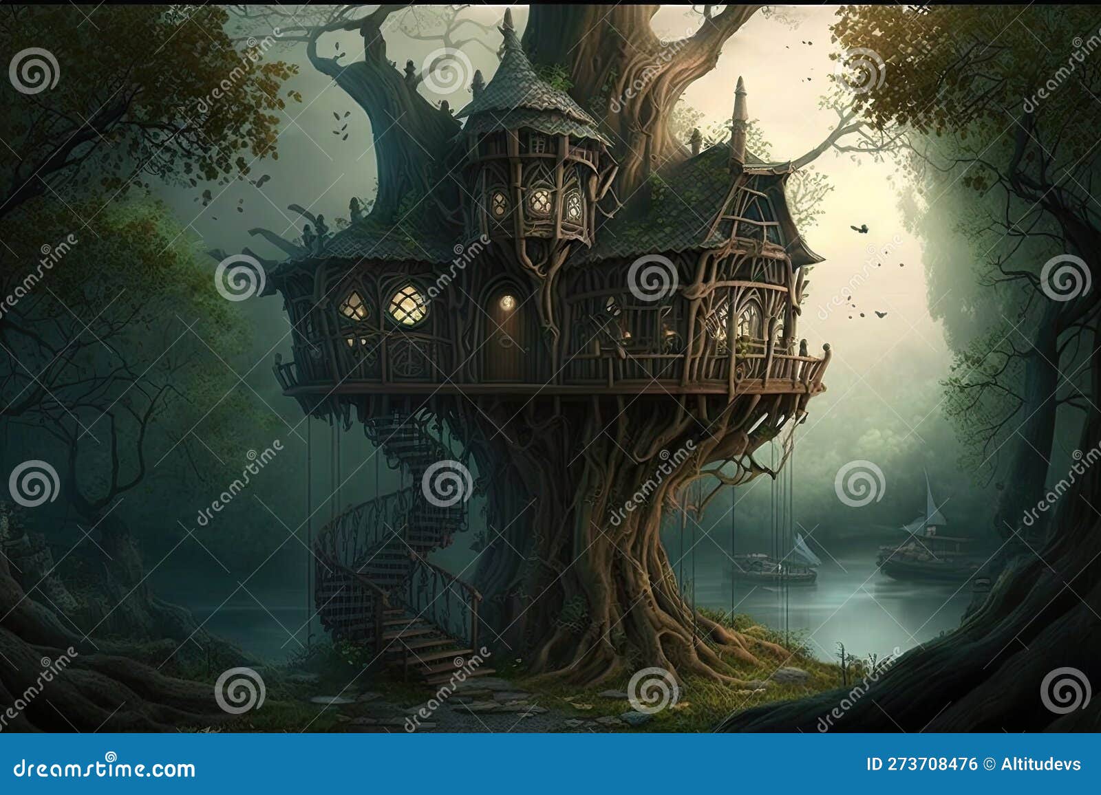 Mystical Treehouse, with View of the Mystical Forest, Visible in the ...