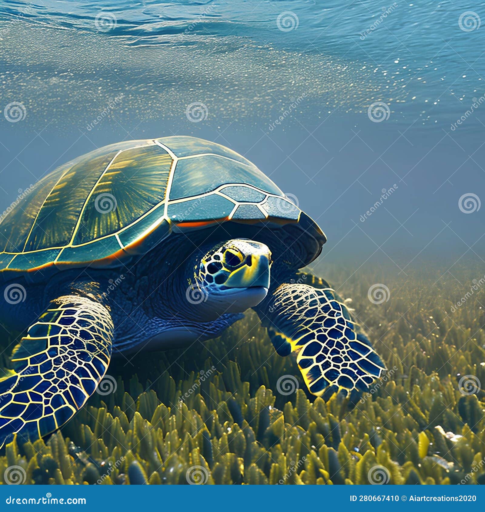 A Mystical Turtle with a Shell Made of Glowing Crystals, Carrying the ...