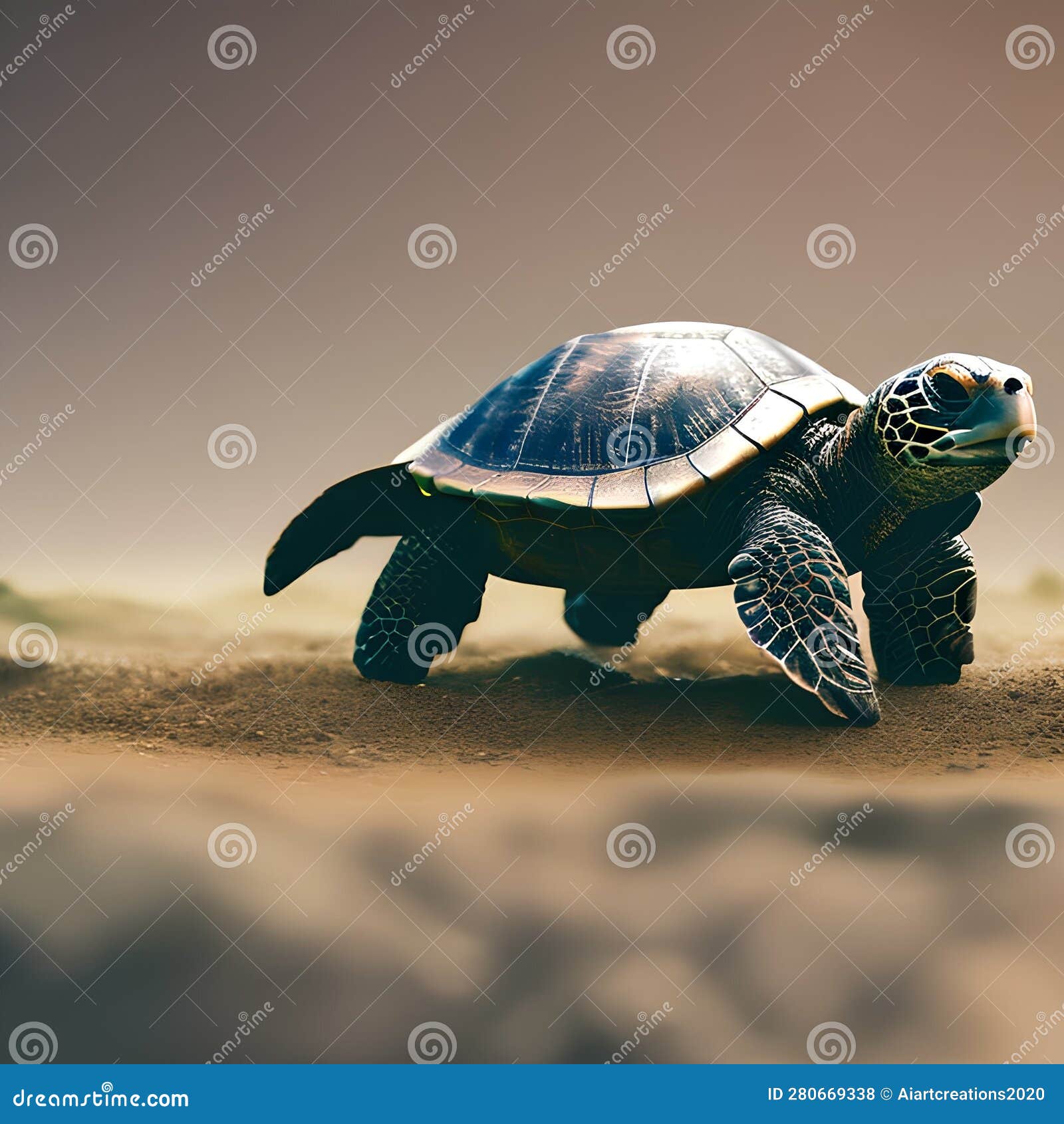 A Mystical Turtle with a Shell Made of Glowing Crystals, Carrying the ...