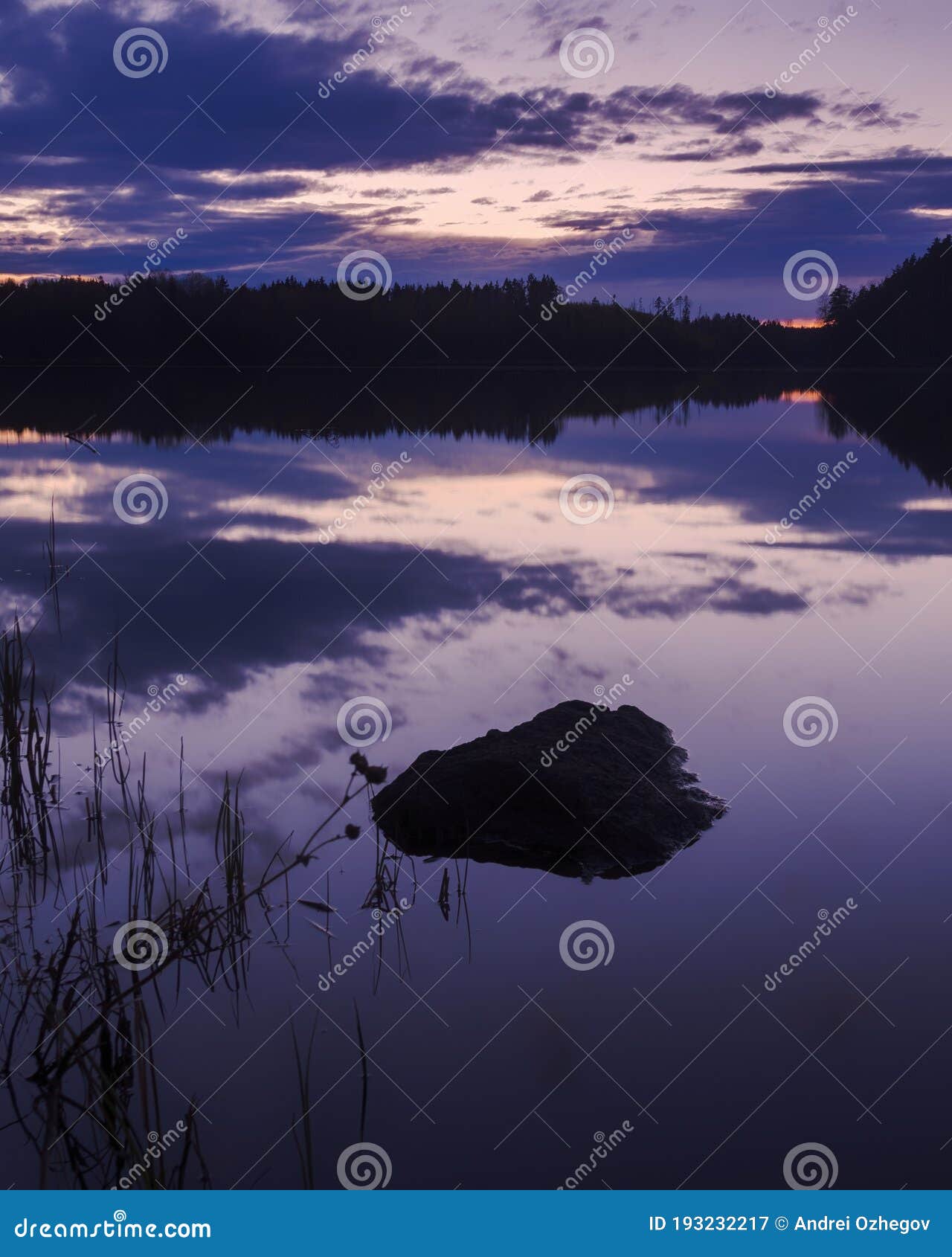 Mystical Twilight Lake. Sunset on the Lake Stock Image - Image of ...