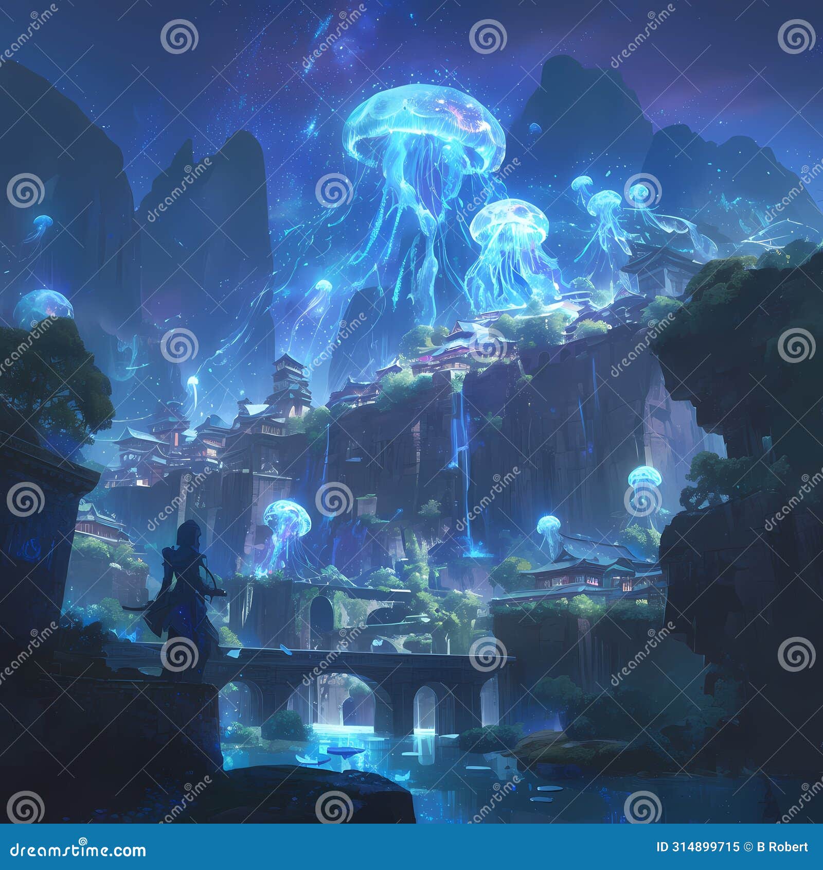 Mystical Underworld Fantasy Landscape Stock Illustration - Illustration ...