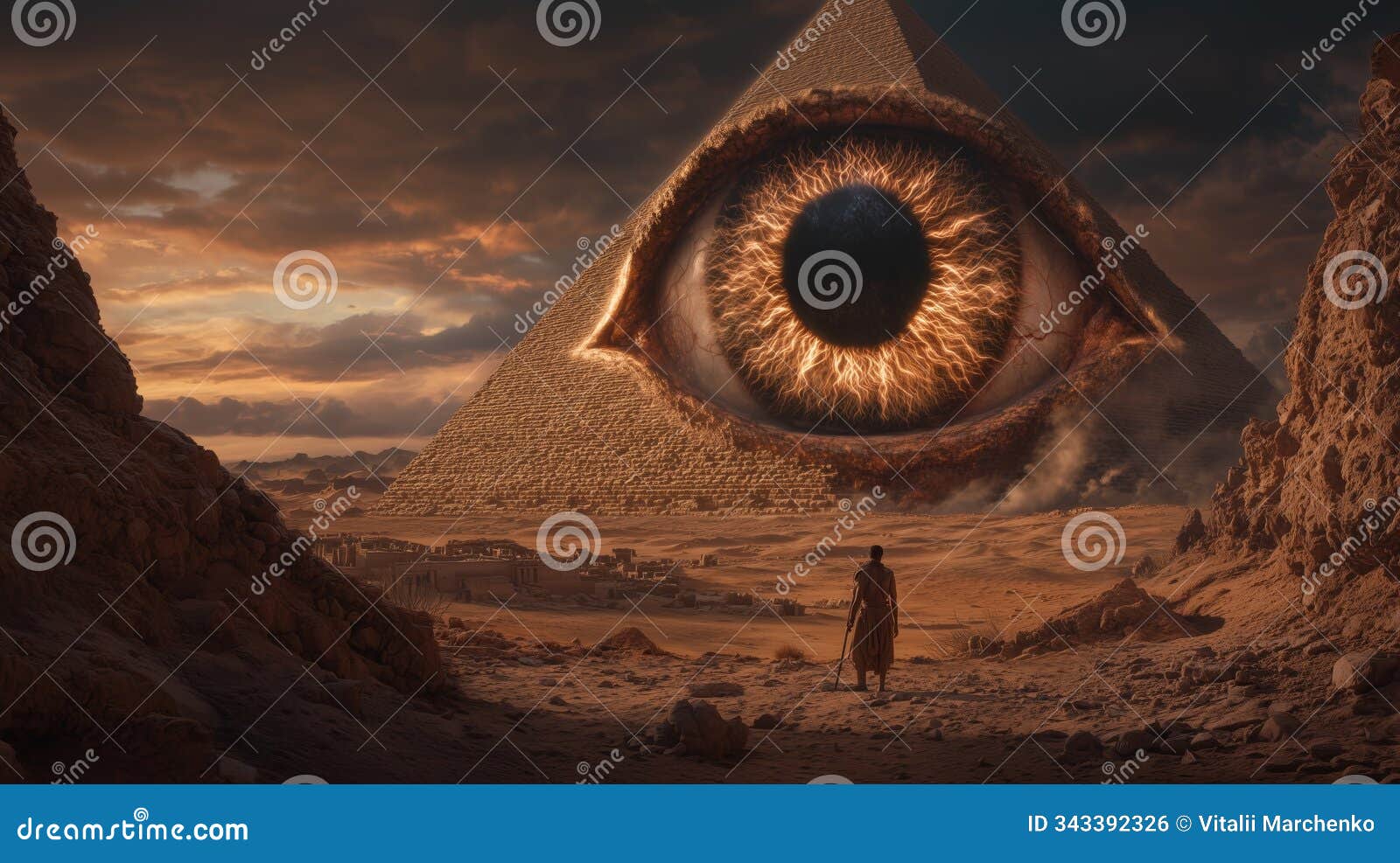 Mystical Vision of the Great Pyramid at Sunset in Egypt Stock ...