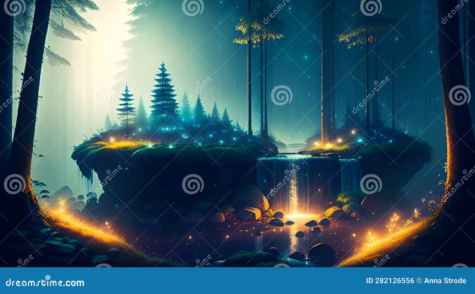 Mystical Waterfall: Enchanting Journey through a Misty Druid Forest ...