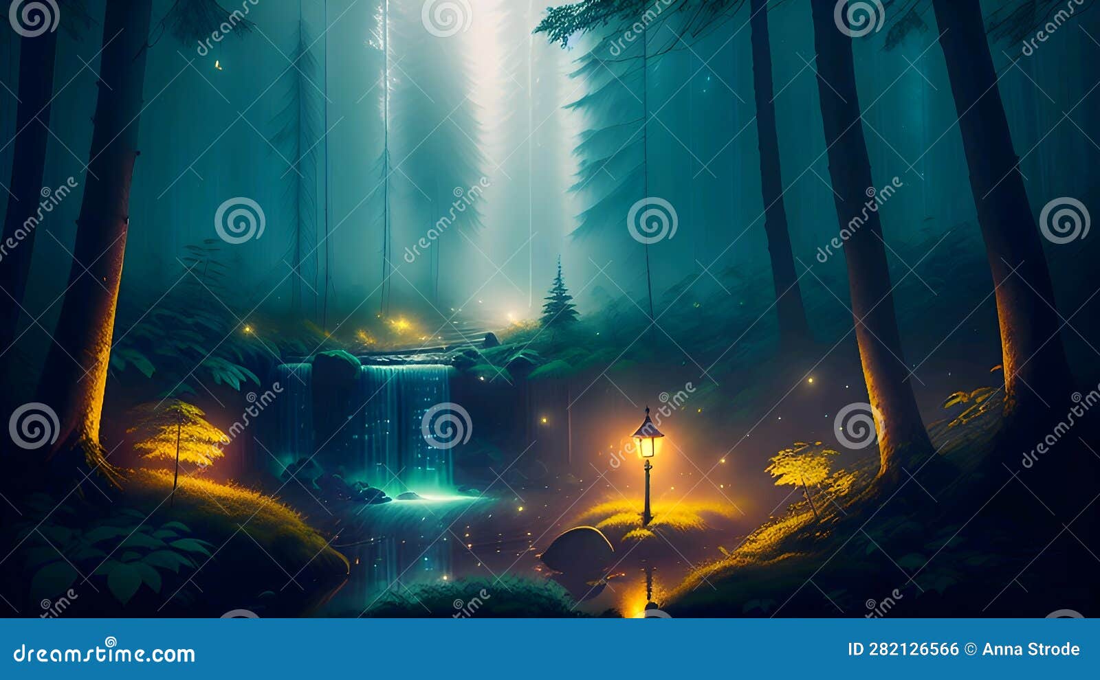 Mystical Waterfall: Enchanting Journey through a Misty Druid Forest ...