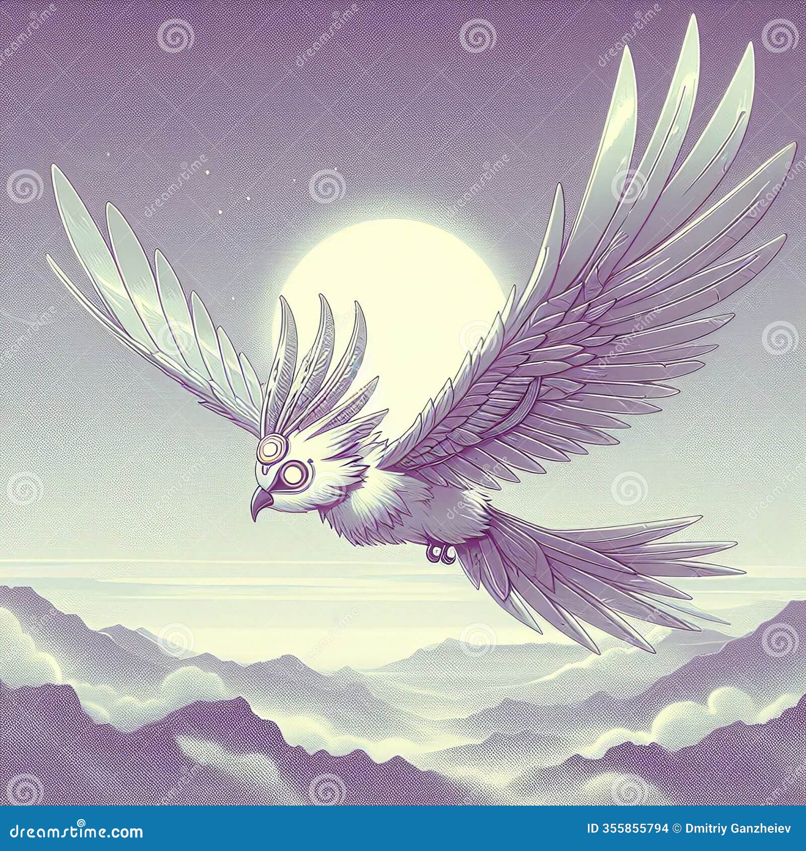Mystical White Phoenix in Flight Stock Illustration - Illustration of ...