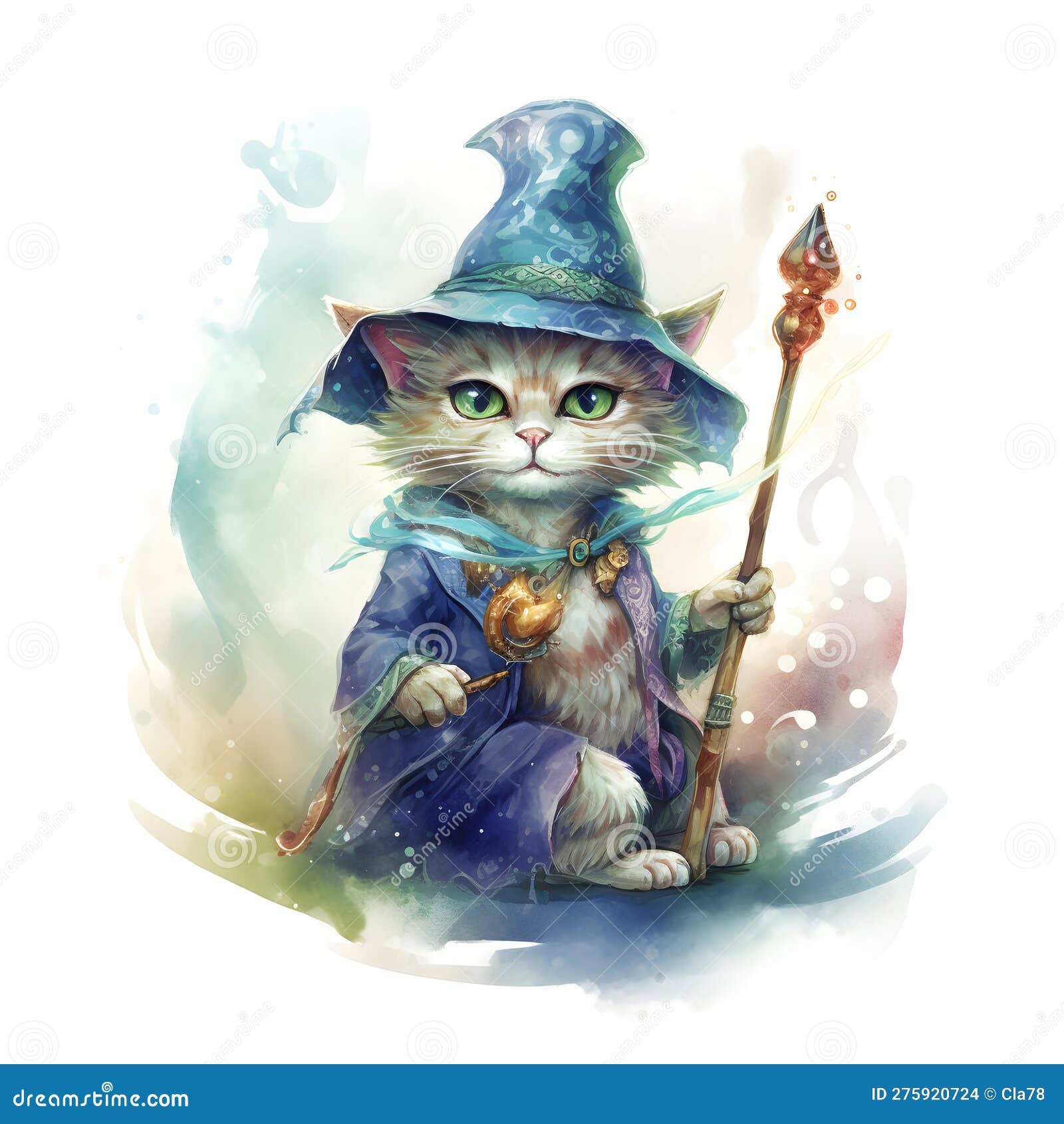 Mystical Wizard Cat, Ai Generative Illustration Stock Illustration ...