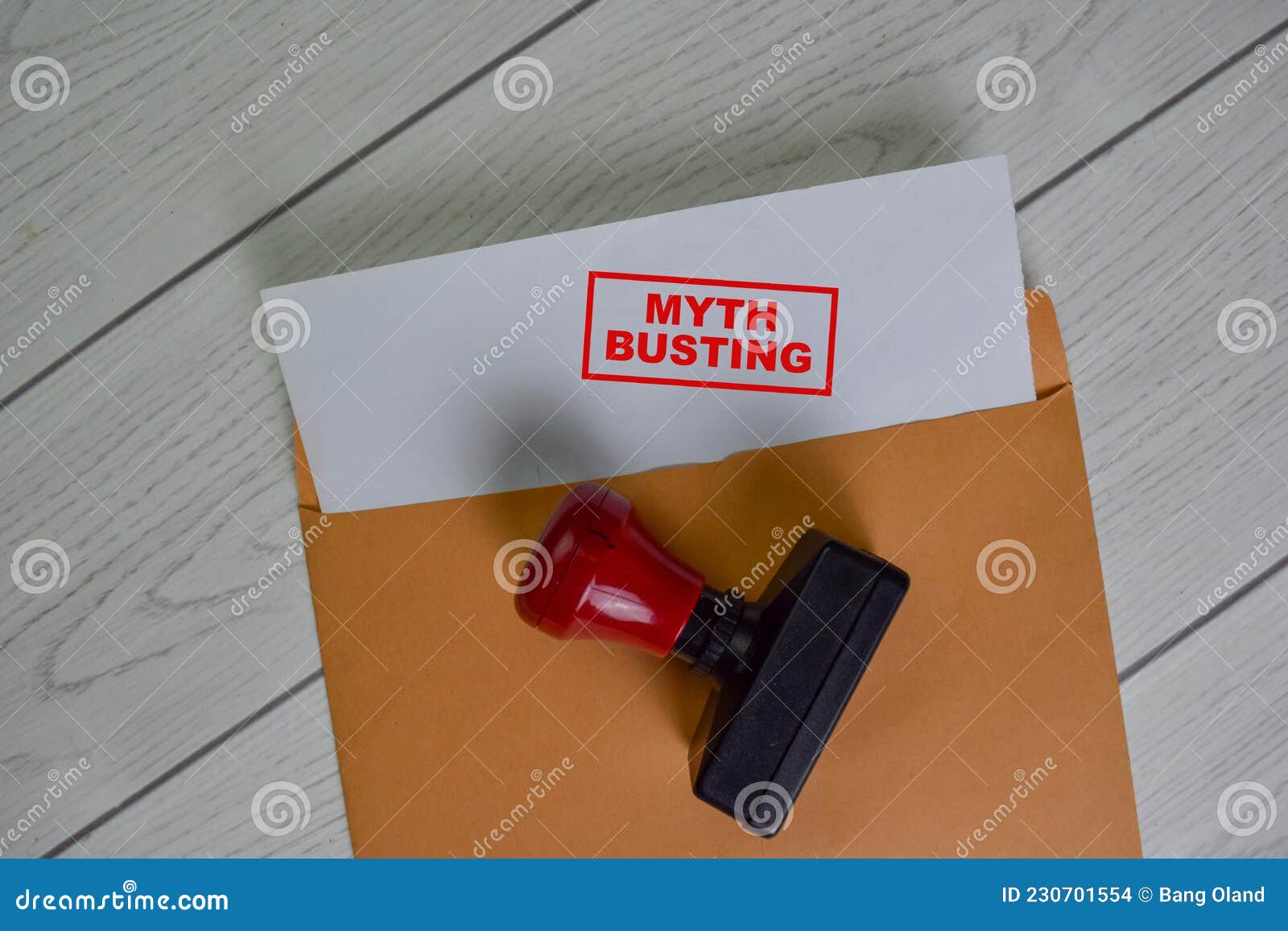 Myth Busting Text on Document Above Brown Envelope Stock Photo - Image ...
