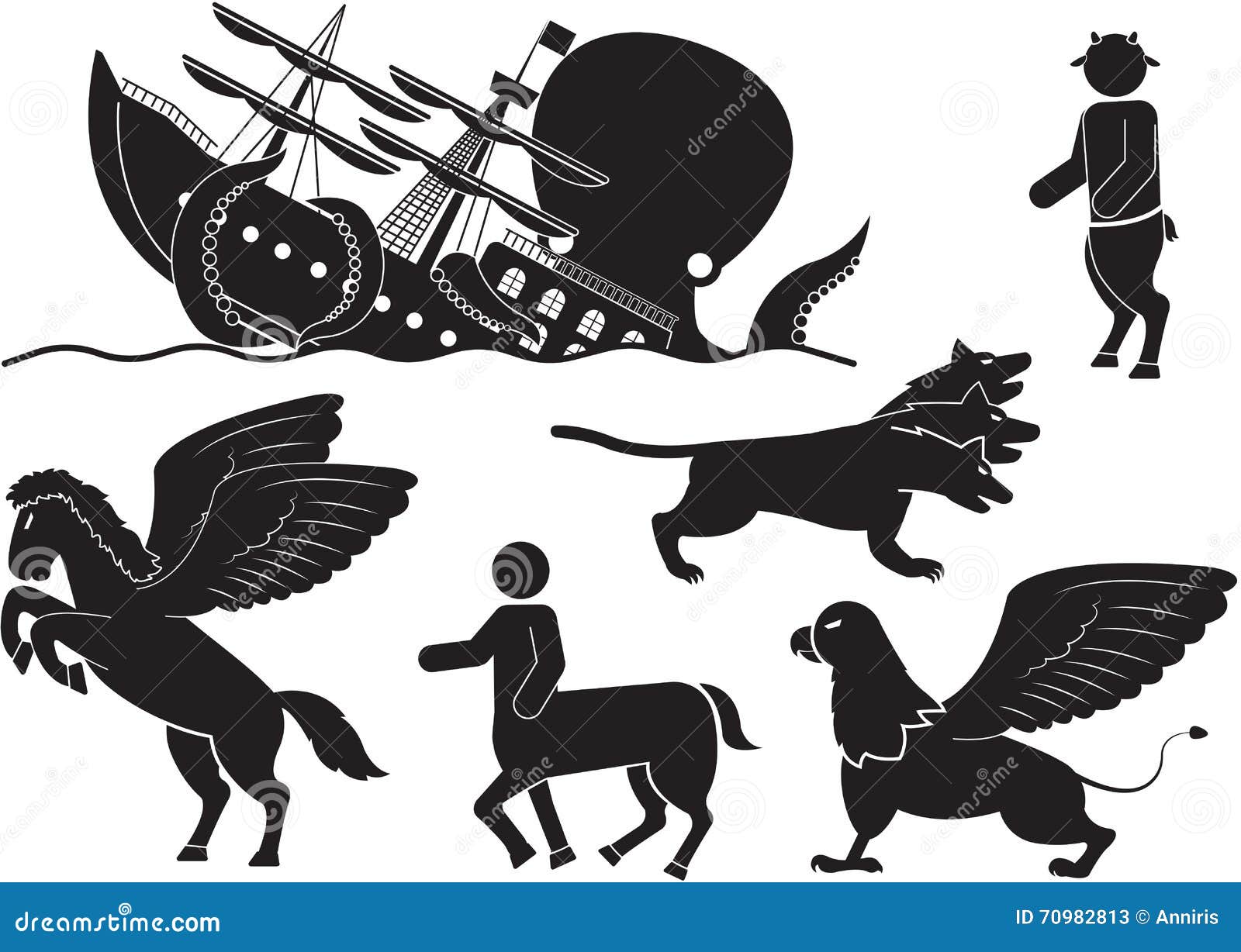 Myth stock vector. Illustration of vector, symbol, silhouette - 70982813