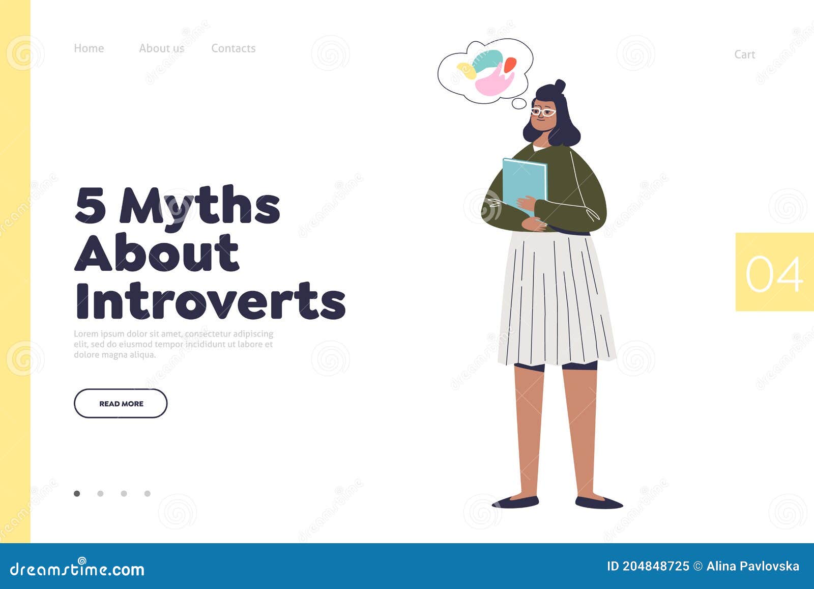 Introvert Female Character Reading Book At Home Vector Cartoondealer