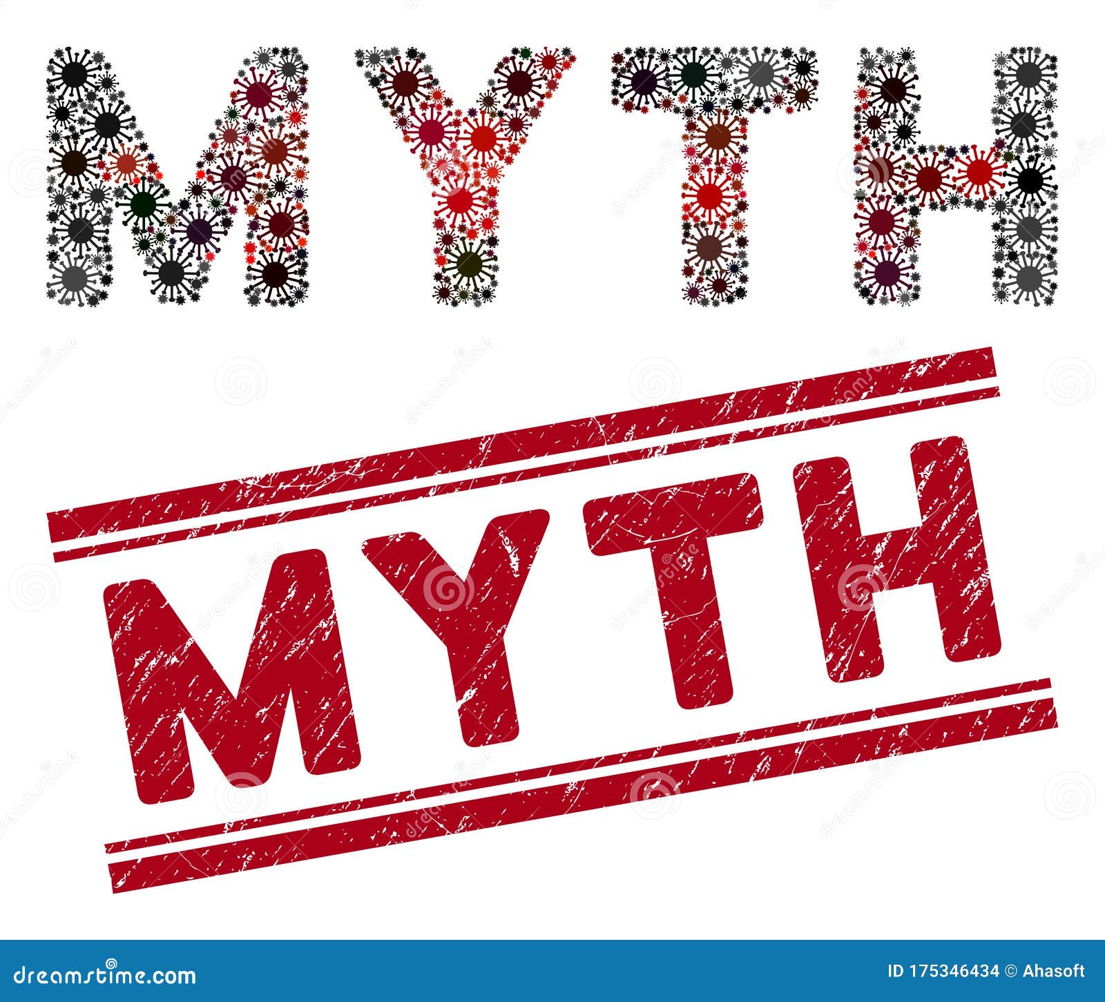 Scratched Myth Red Seal and Coronavirus Mosaic Text Stock Illustration ...