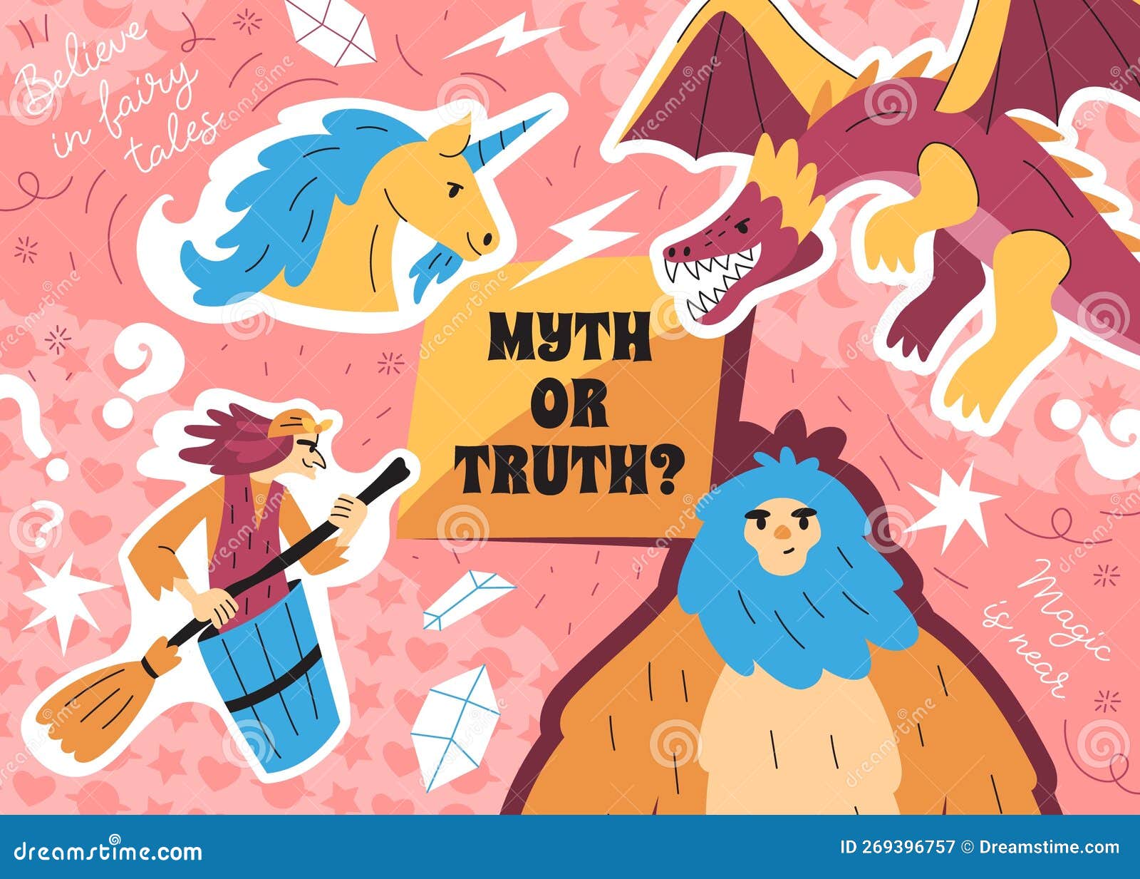 Myth or Truth Collage stock vector. Illustration of power - 269396757