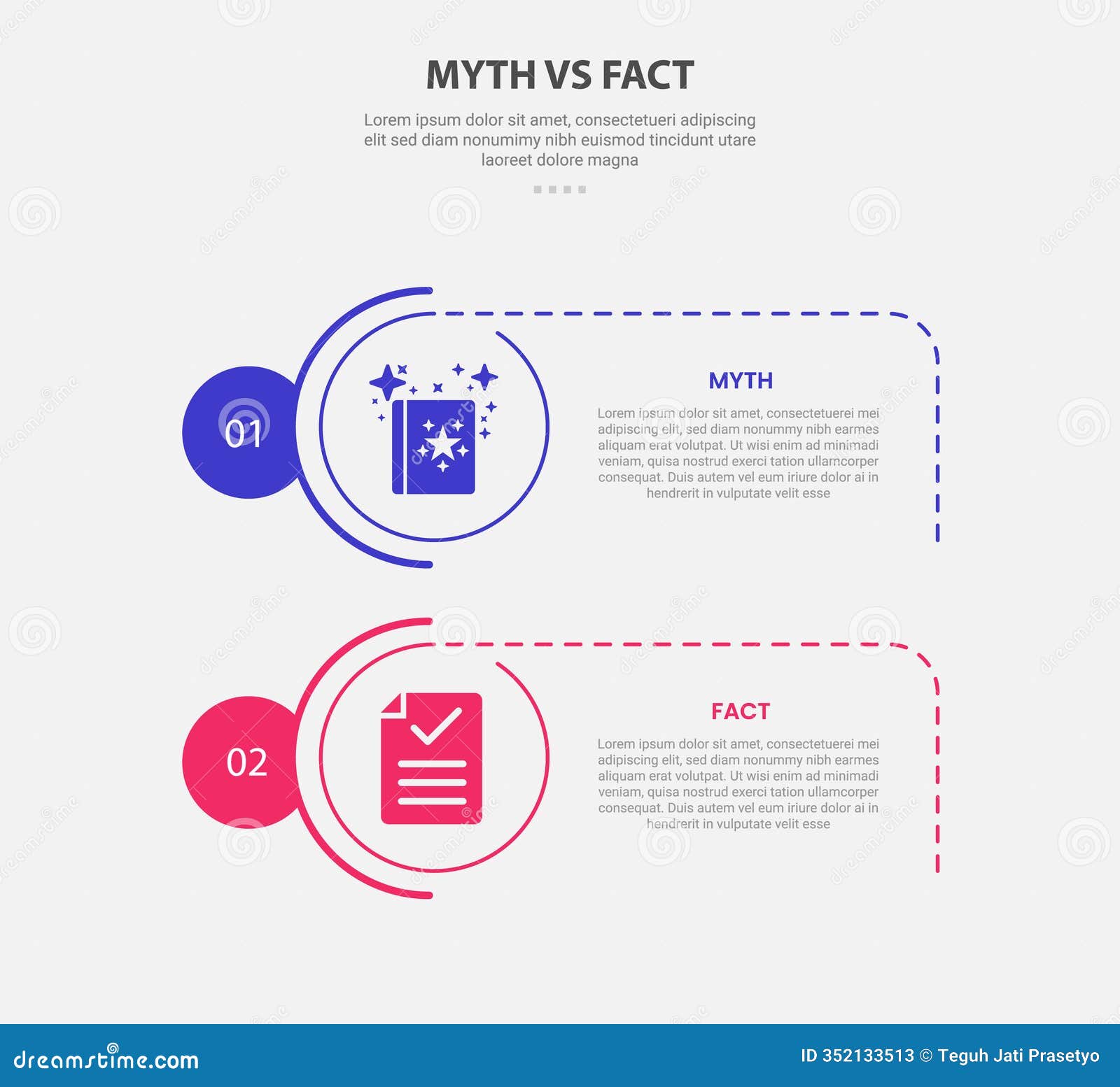Myth Vs Facts Infographic Outline Style With 2 Point Comparison ...