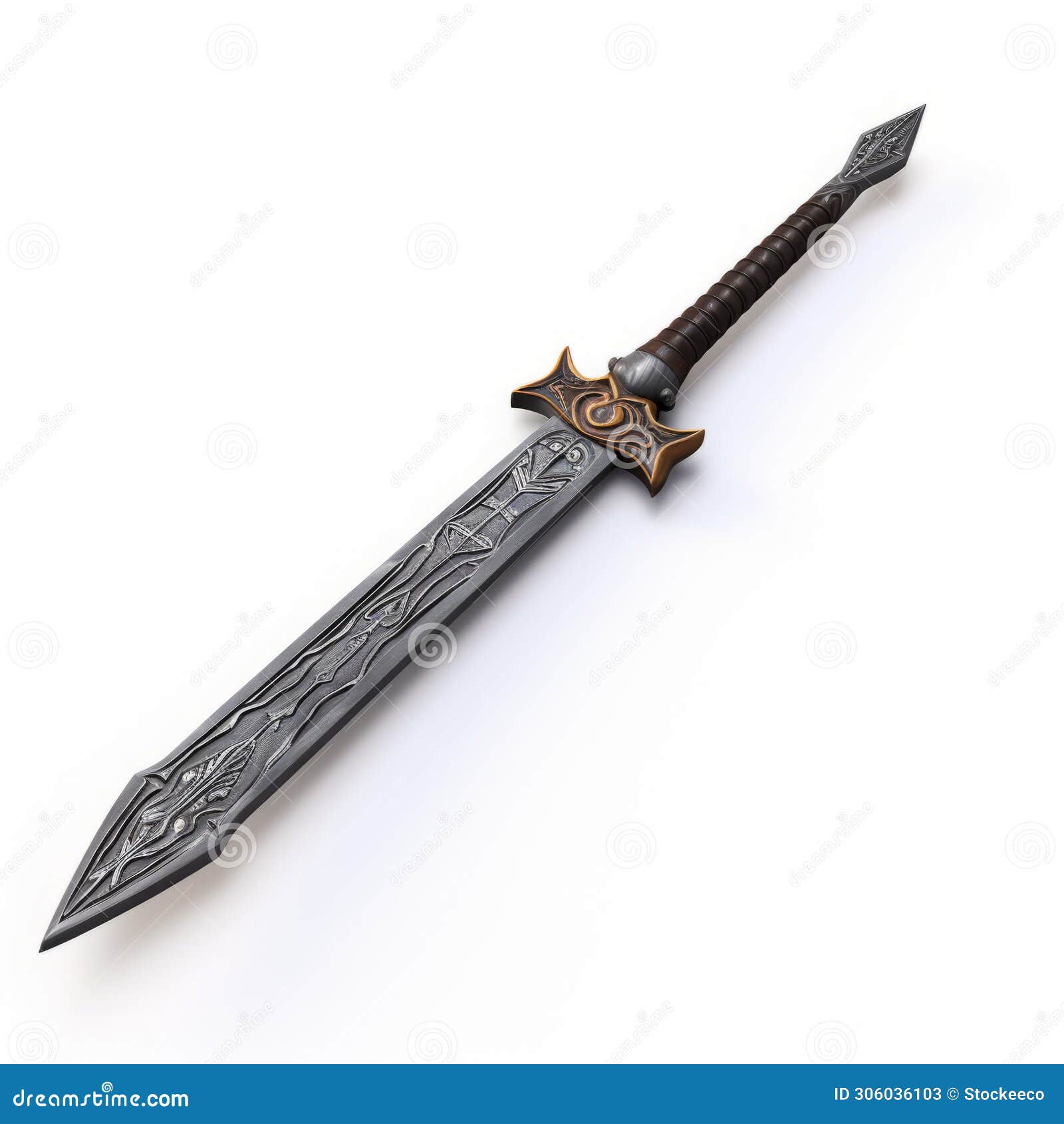 Mythic Silver and Black Dagger 3d Model with Realistic Light and Shadow ...