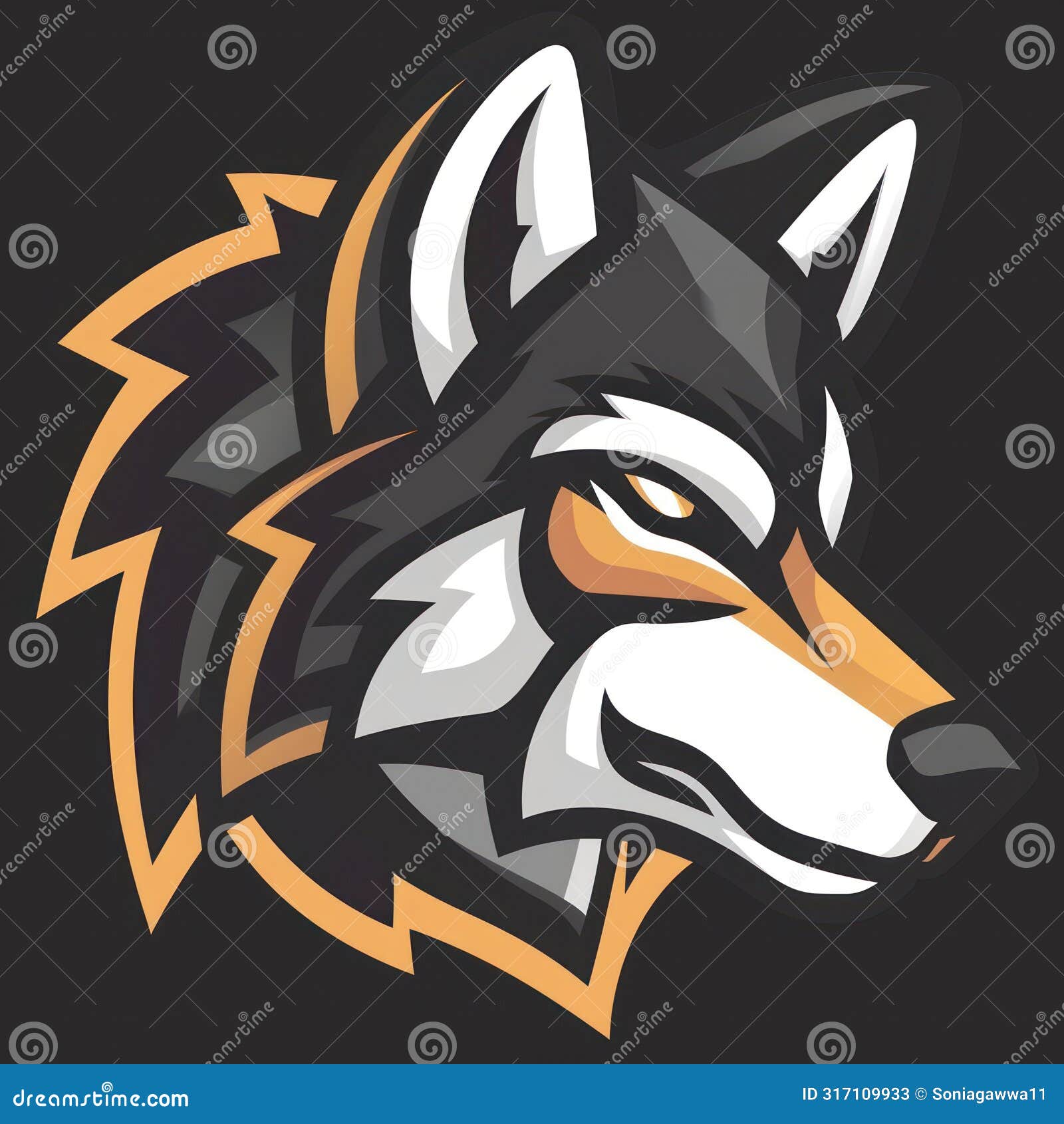 Mythic Wolf Head Simple Logo Solid Flat Color Stock Illustration ...