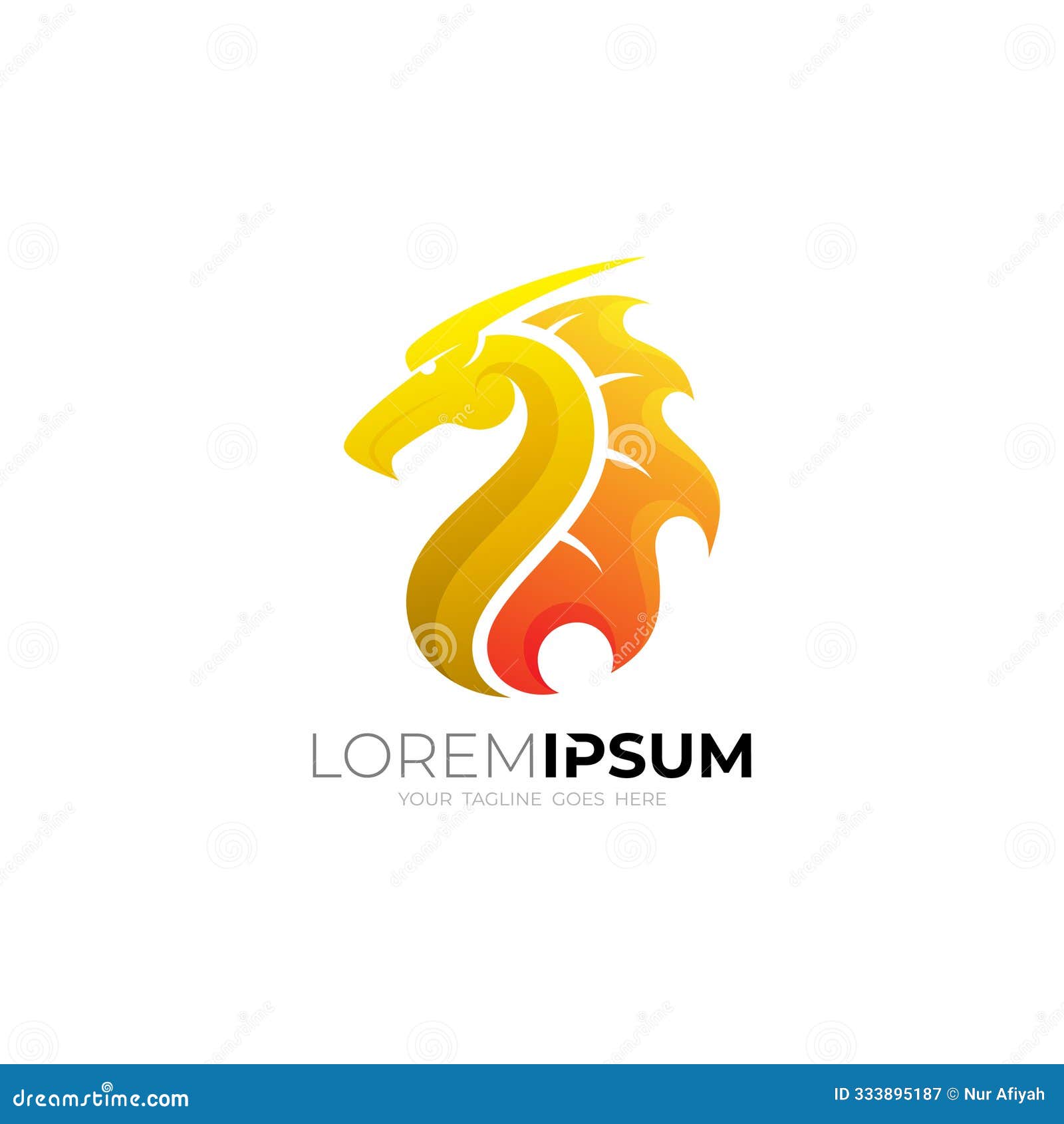 Mythical Animal Icon, Dragon Logo with Fire Design Combination Stock ...