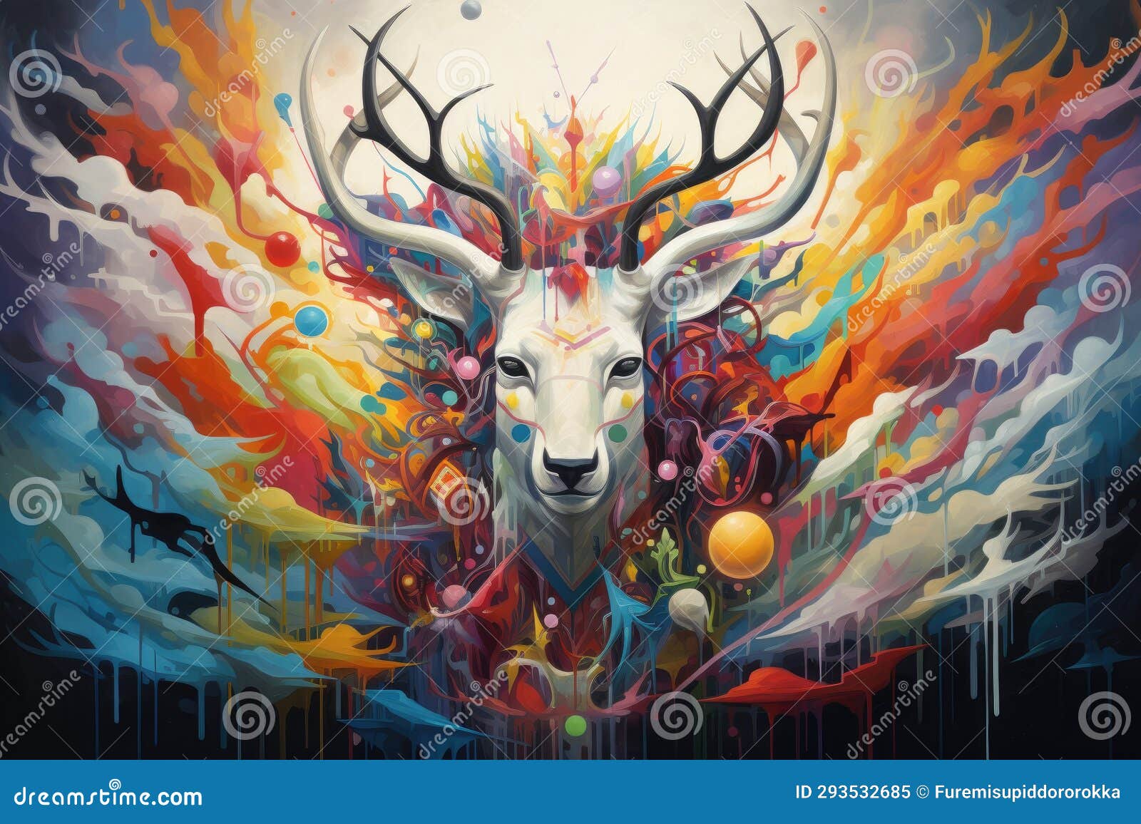 Mythical Animals and Creatures in an Abstract Composition Stock ...