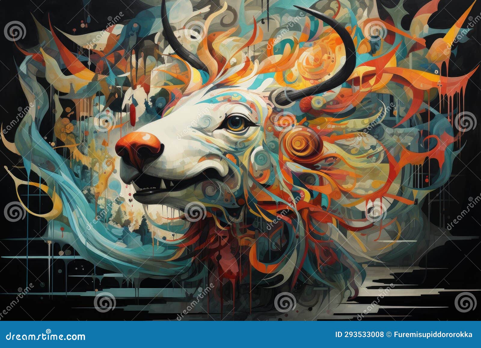Mythical Animals and Creatures in an Abstract Composition Stock Photo ...
