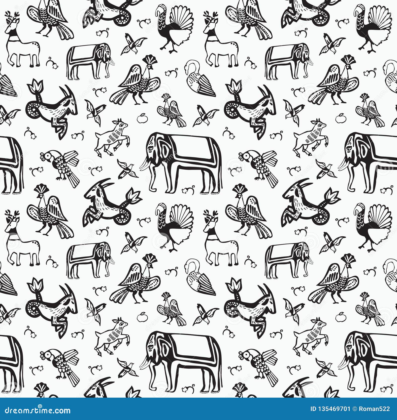 Pattern with Mythical Animals. Stock Vector - Illustration of elephant ...