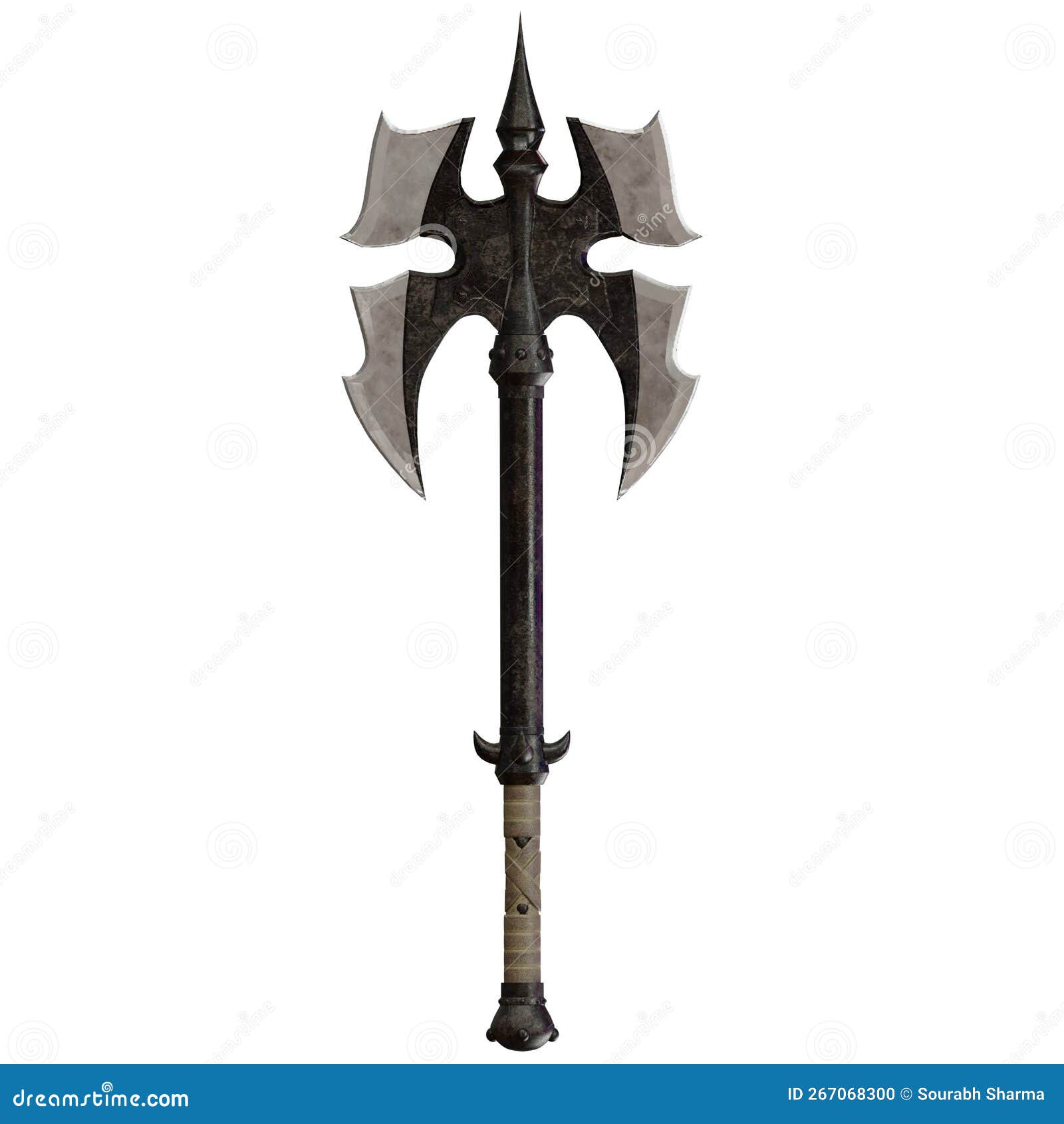 Double Sided Axe Front View Stock Photo - Image of weapon, model: 267068300