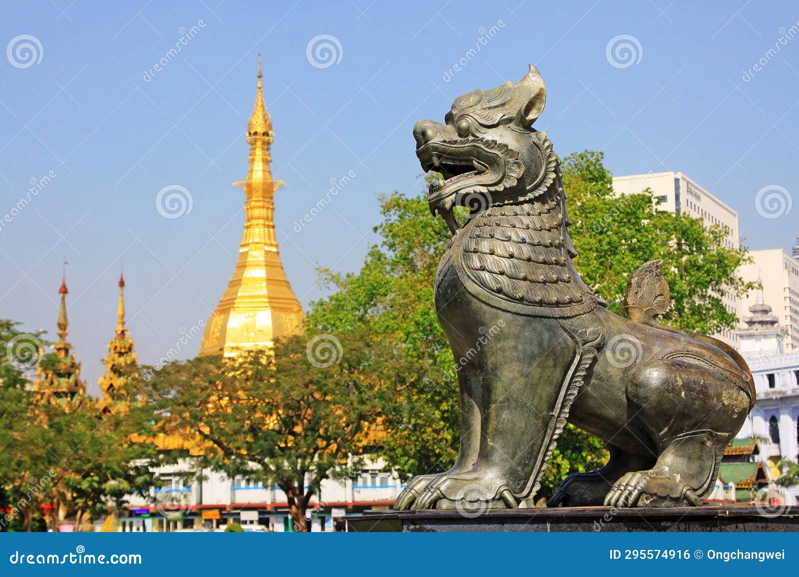 Mythical Beast at Maha Bandula Park, Yangon, Myanmar Stock Photo ...