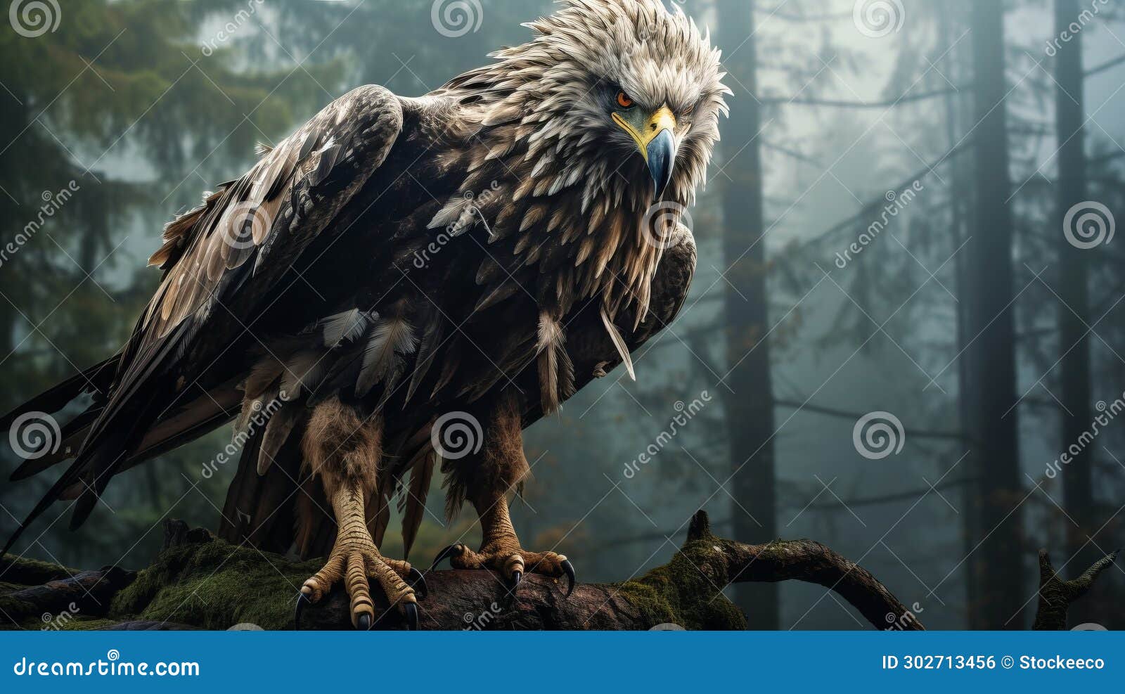 Mythical Beast Portrait: Majestic Eagle in Enchanted Forest Stock ...