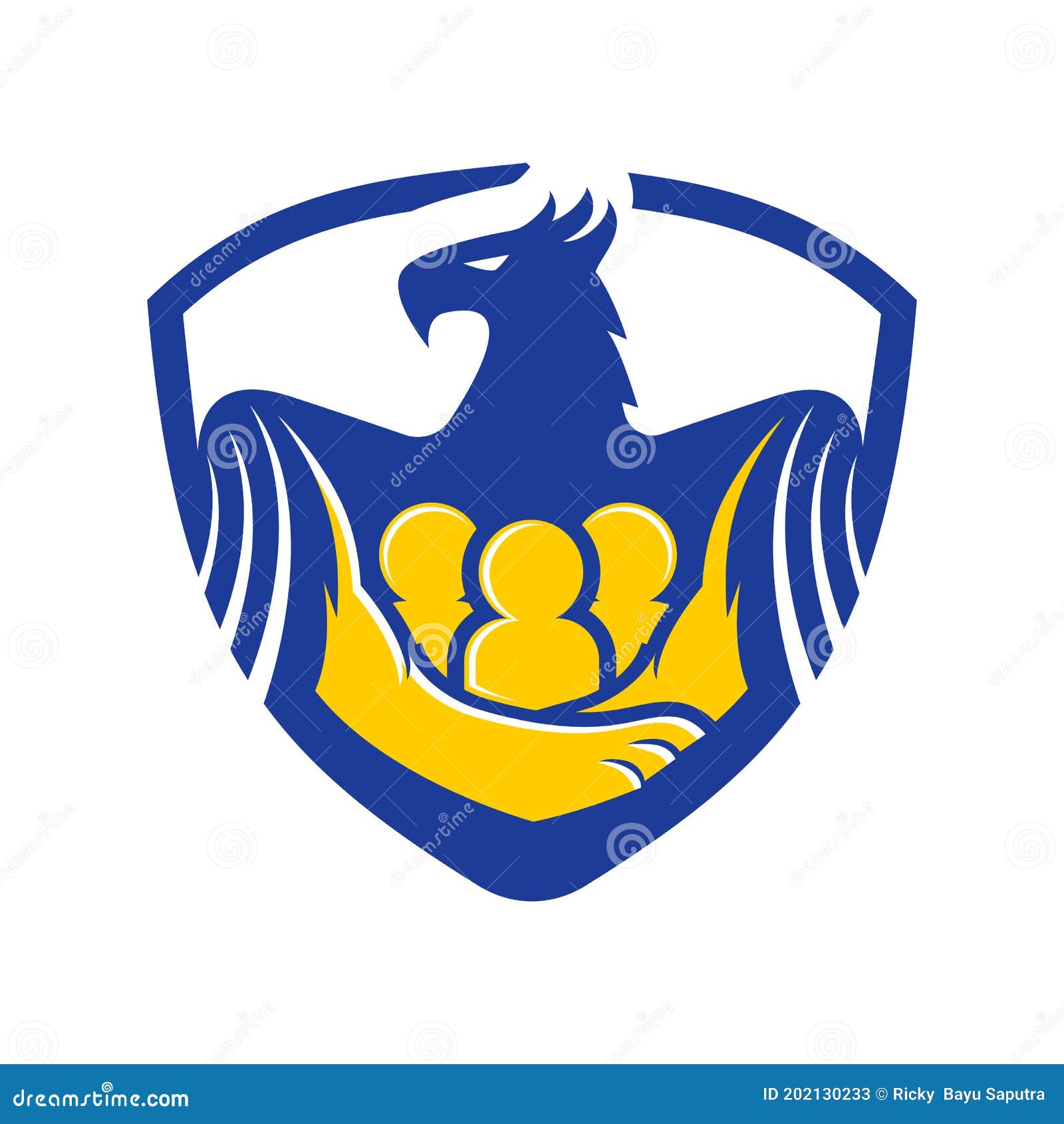 Mythical Creature Griffin Protecting People Shield Vector Icon Stock ...