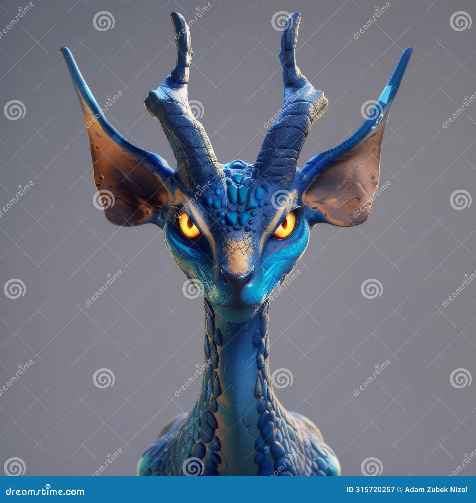 Mythical Creature with Horns and Glowing Eyes Stock Illustration ...