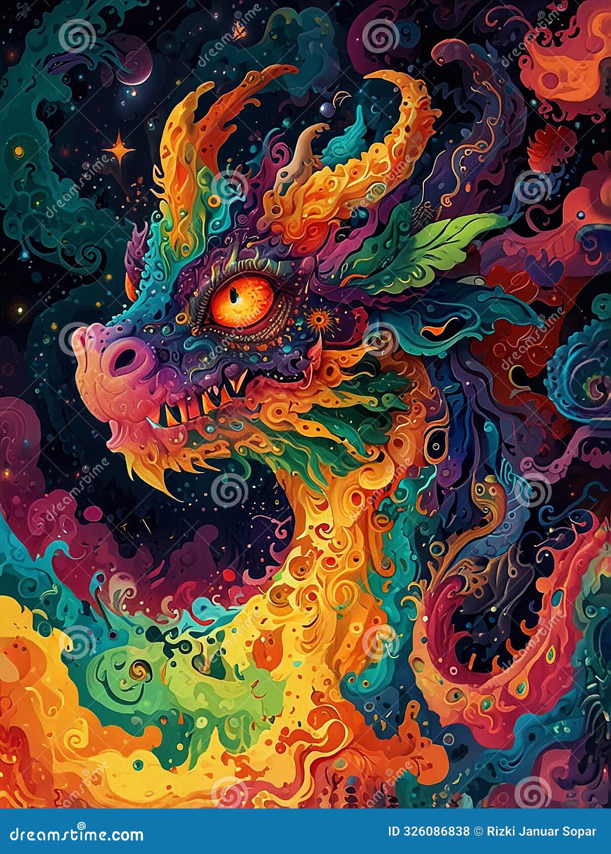 Mythical Creature Hybrid, Dragons and Phoenixes. Stock Illustration ...