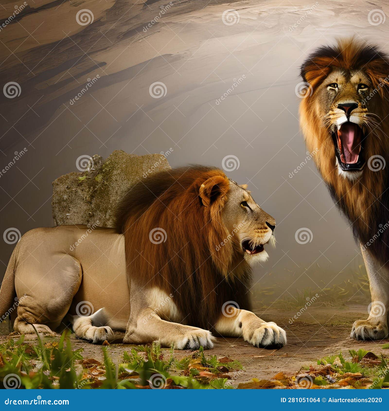 Lion Guarding Lamb Tattoo Royalty-Free Cartoon | CartoonDealer.com ...