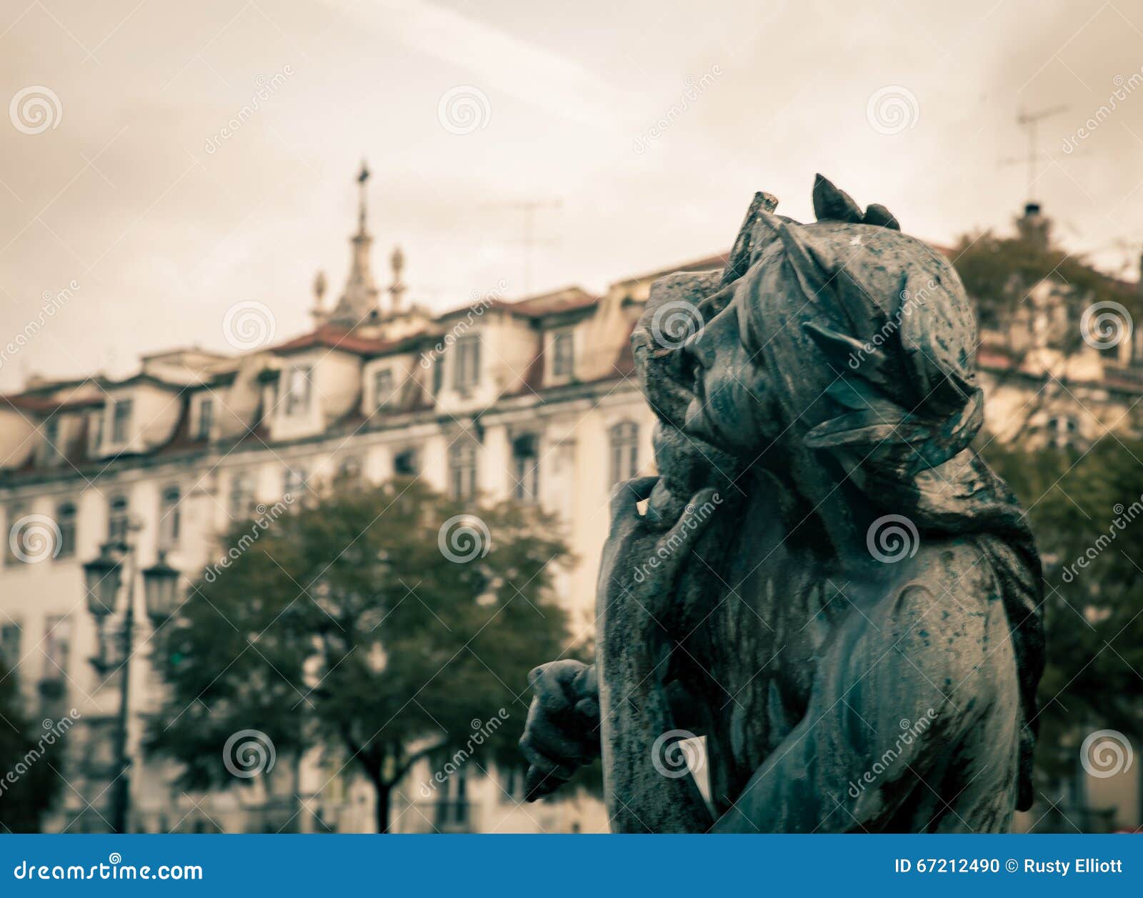 Mythical Creature Rossio Square Stock Photo - Image of baroque, statue ...